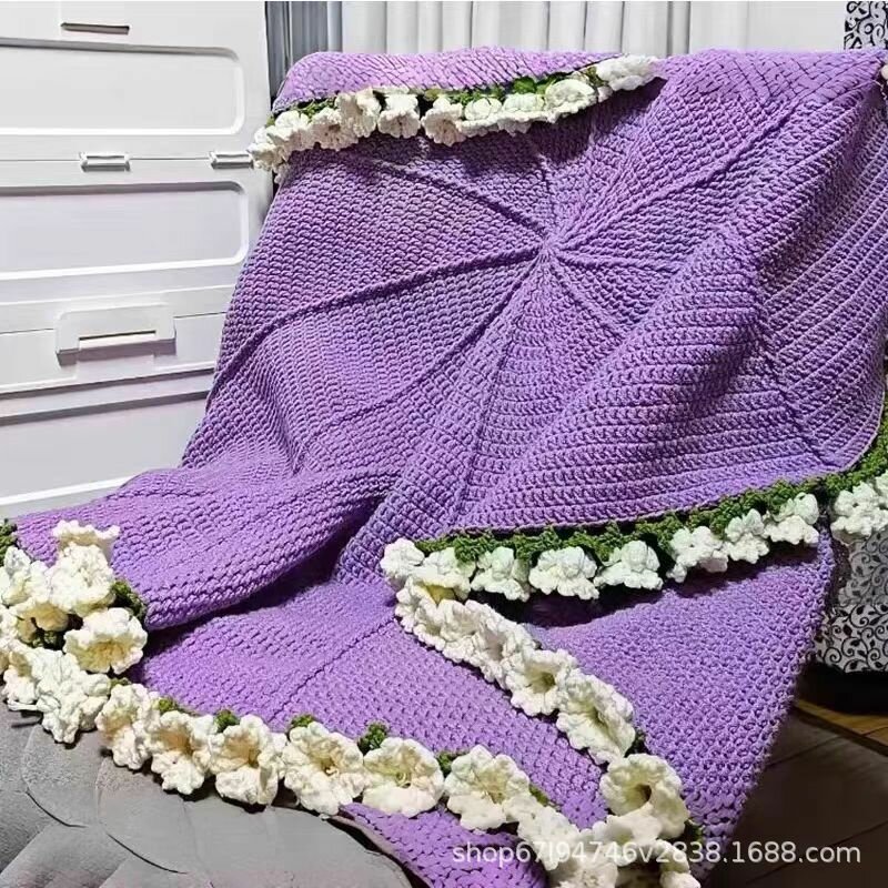 Набор для самостоятельного изготовления пледа с букетом роз, молочный хлопковый пряжа, ручная вязка, цветочный плед, подарок для девушки