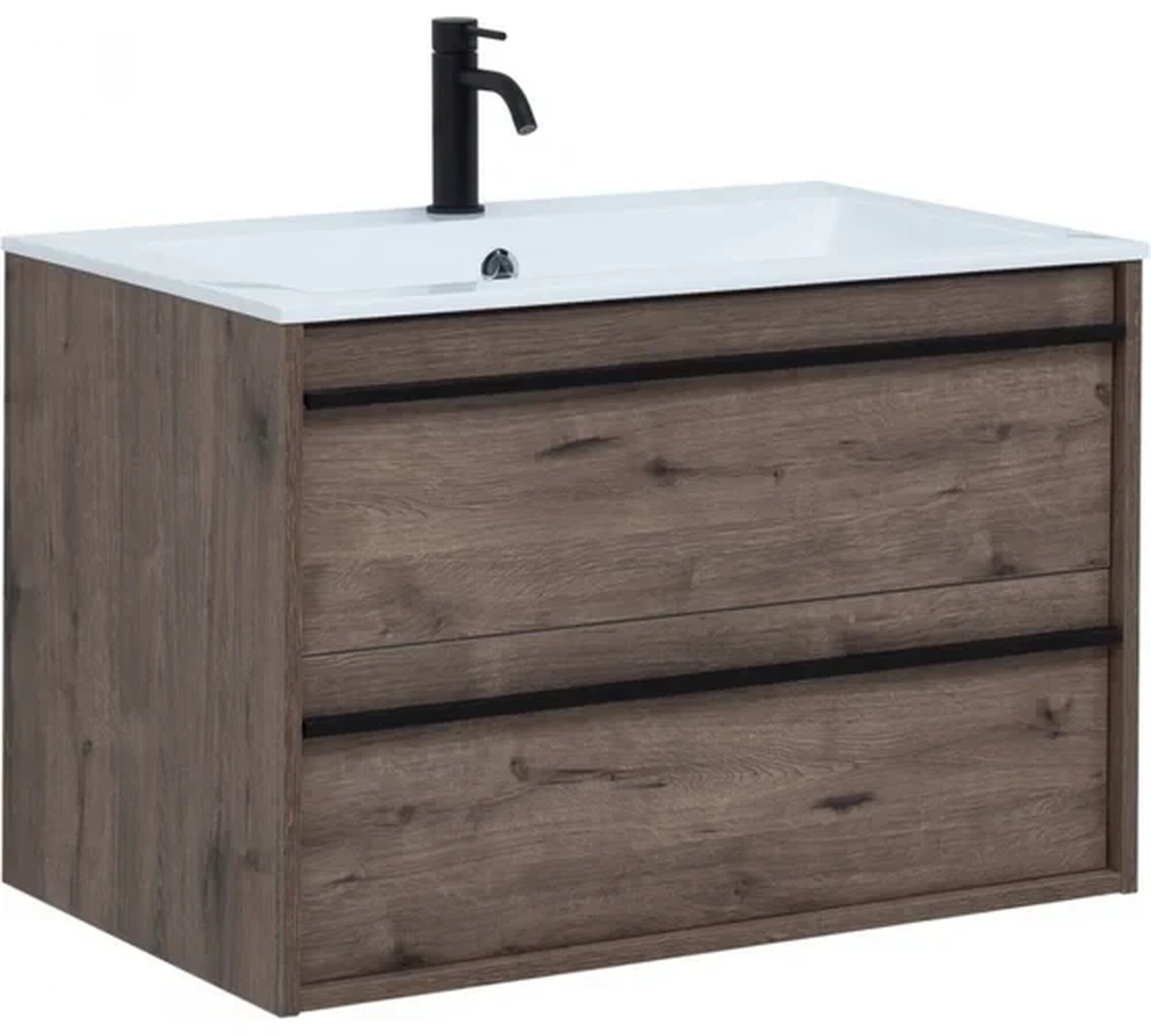 Тумба с раковиной Aquanet "Lino", ЛДСП, МДФ, цвет "Дуб Веллингтон", 90х53х49,5 см