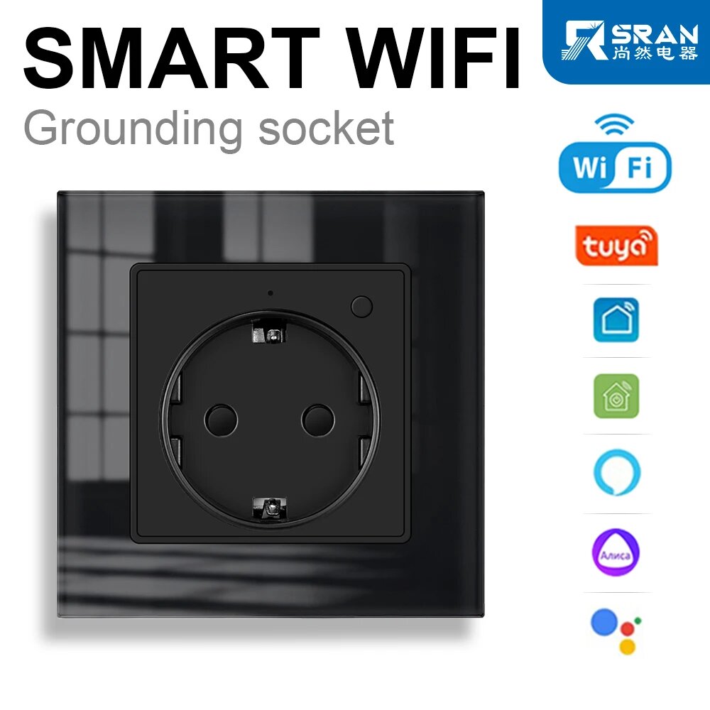 SRAN Умная розетка WiFi 220V стеклянная