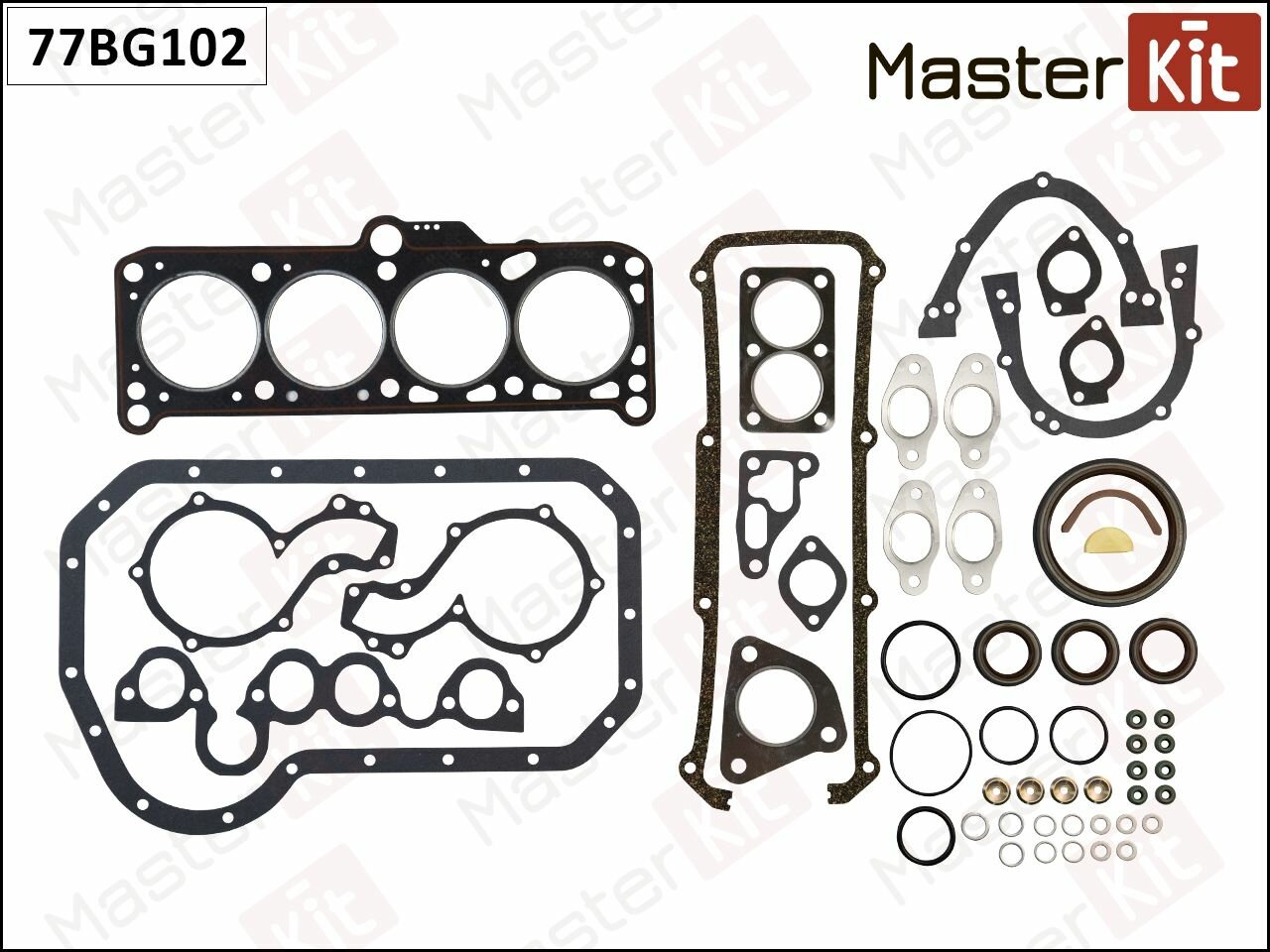 Набор прокладок двигателя AUDI 80/90/GOLF II/CADDY/T2/PASSAT 76-90 1.6D MasterKit 77BG102