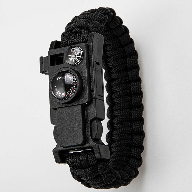 Многофункциональный браслет Wolf Warrior 9-в-1 для выживания на природе: паракорд, компас, огниво, термометр