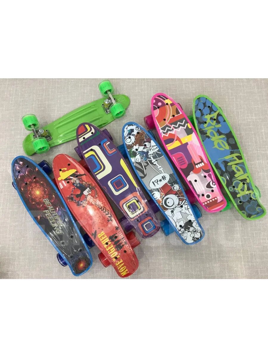 Скейтборд "Пенниборд Print", виниловый, полиуретан, ABEC 7, с принтом, светящийся