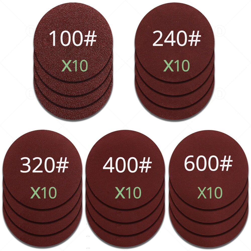 Ассортимент наждачной бумаги 2 3 дюйма, зернистость 60-5000, буферная подушка для интерфейса, клейкий шлифовальный диск для искусственных фотографий 50 3 Inch 75mm, 100-240-320-400-600