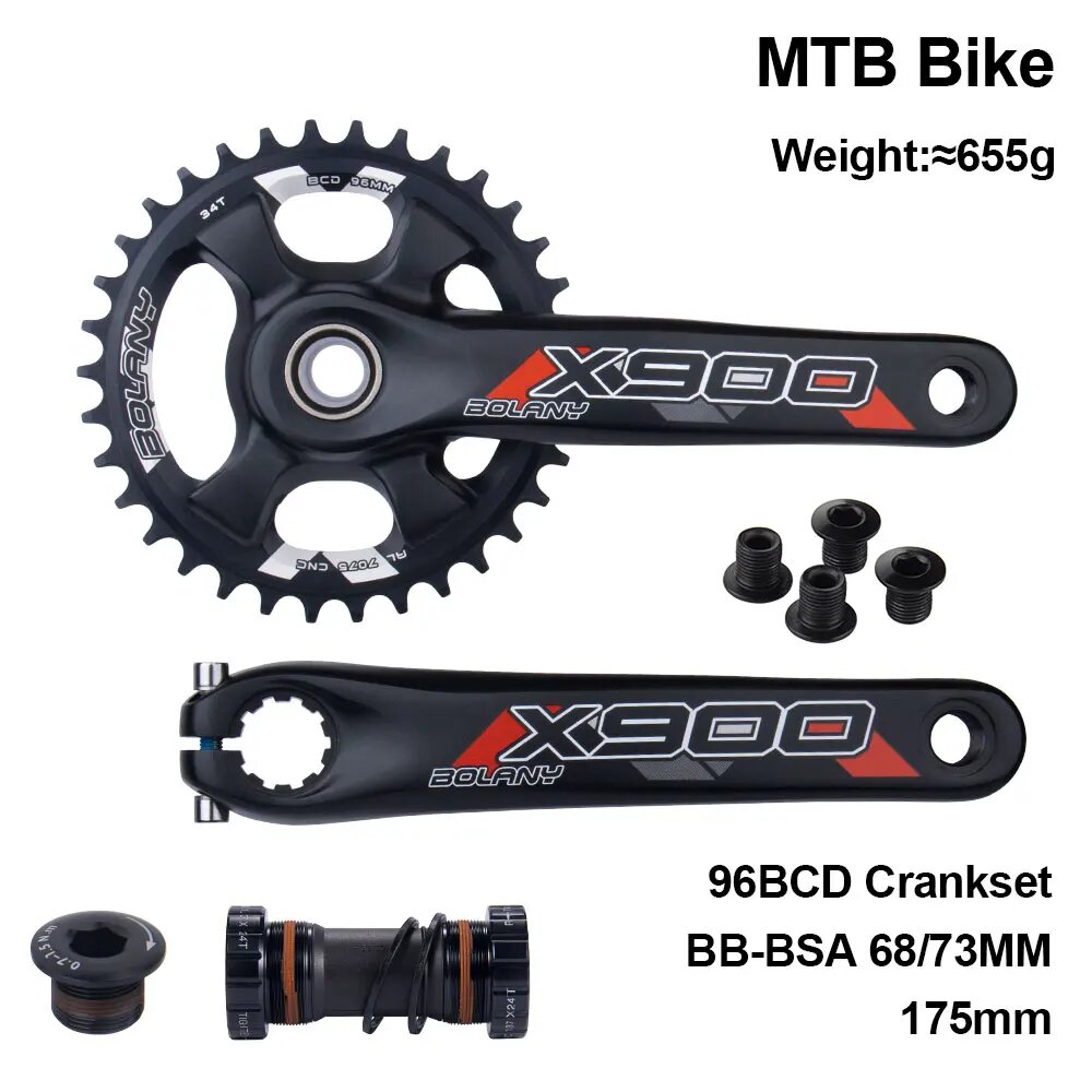 BOLANY X900 черные алюминиевые шатуны для горных велосипедов 34T/36T 34T