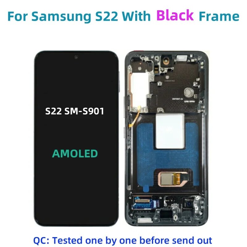 Дисплей Super AMOLED для Samsung Galaxy S22 5G S901U S901B S901B/DS, сенсорный AAA Black Frame
