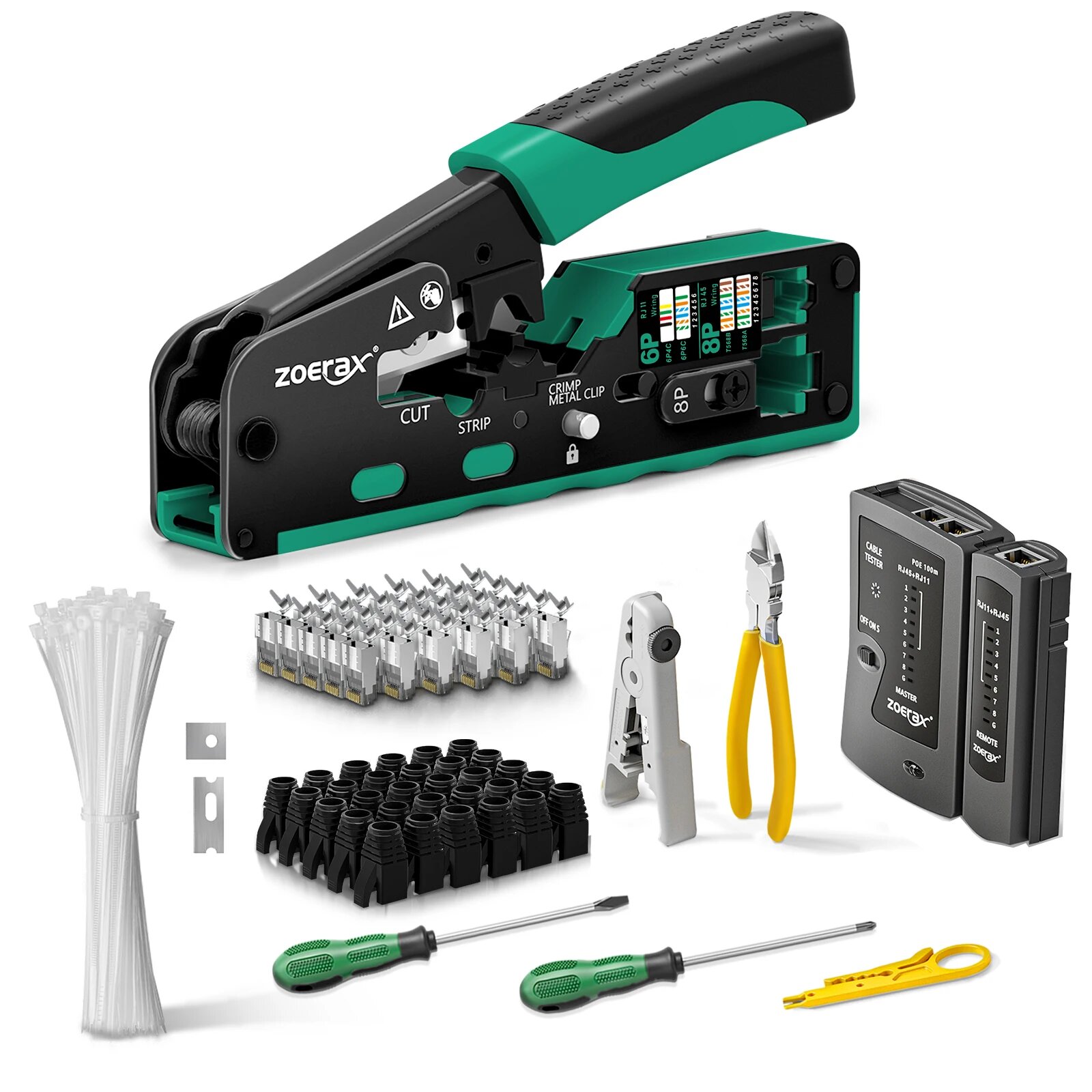 Инструмент для обжима RJ45 ZoeRax N7088-BL, Green Kit