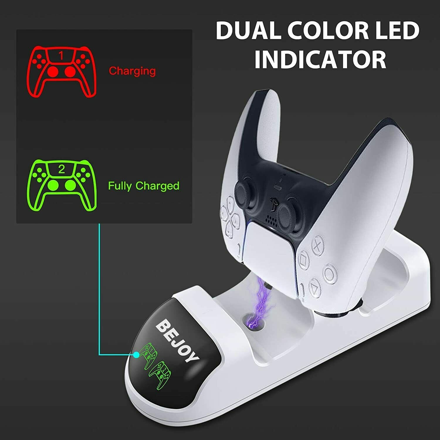 Зарядная для геймпадов джойстиков PS5 Dualsense с индикацией с магнитными штекерами в разъем