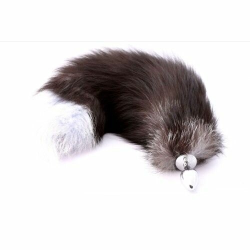 Анальная пробка с натуральным лисьим хвостом Crazy Handmade