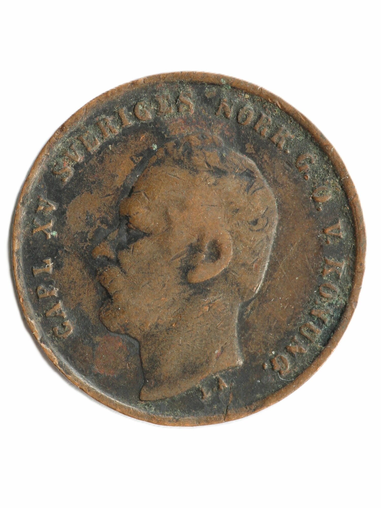 Подлинная монета Швеция 1 эре 1870 год Карл XV