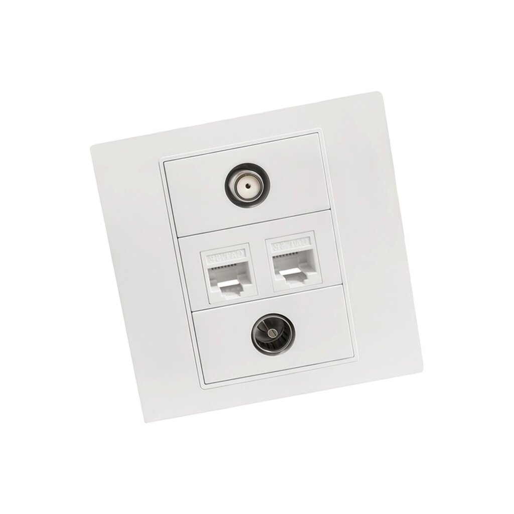 Четырехпортовая мультимедийная панель без припоя HTV9.5 RJ45 с F-образной головкой-CAT5E