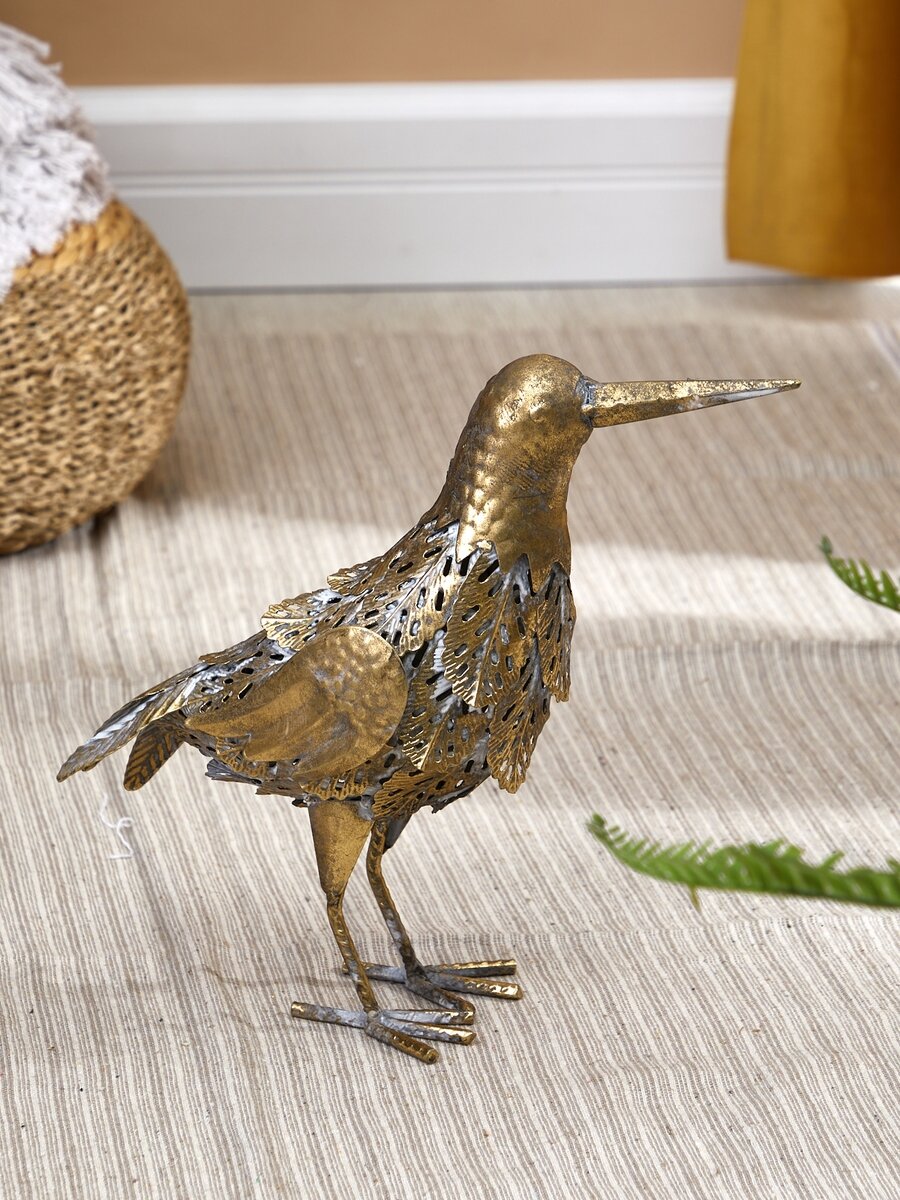 Настенный декор Glasar "Птичка" 57-231, железо, 28x11x28 см, золотистый