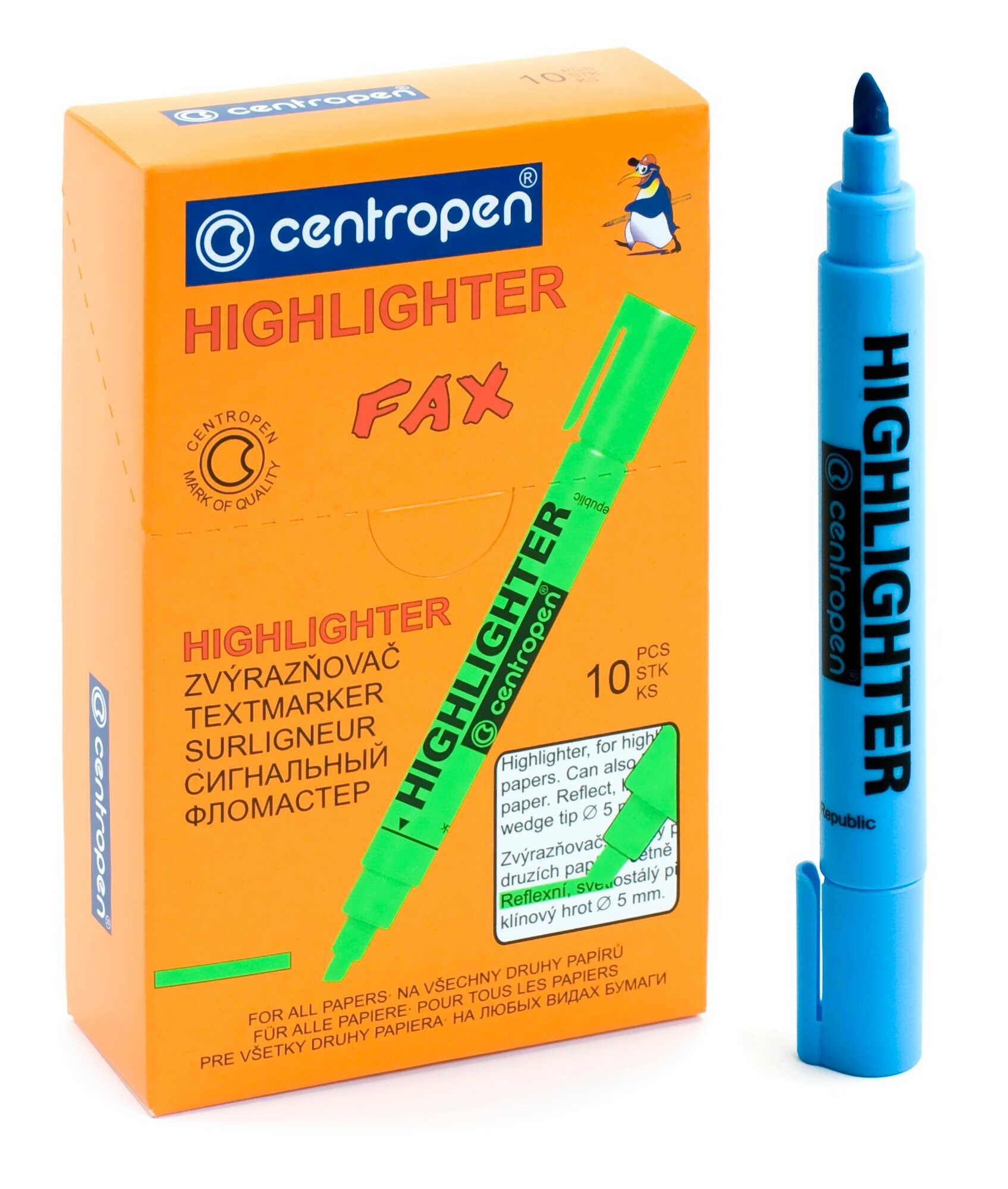 Текстовыделитель Centropen, Fax, голубой 5 мм