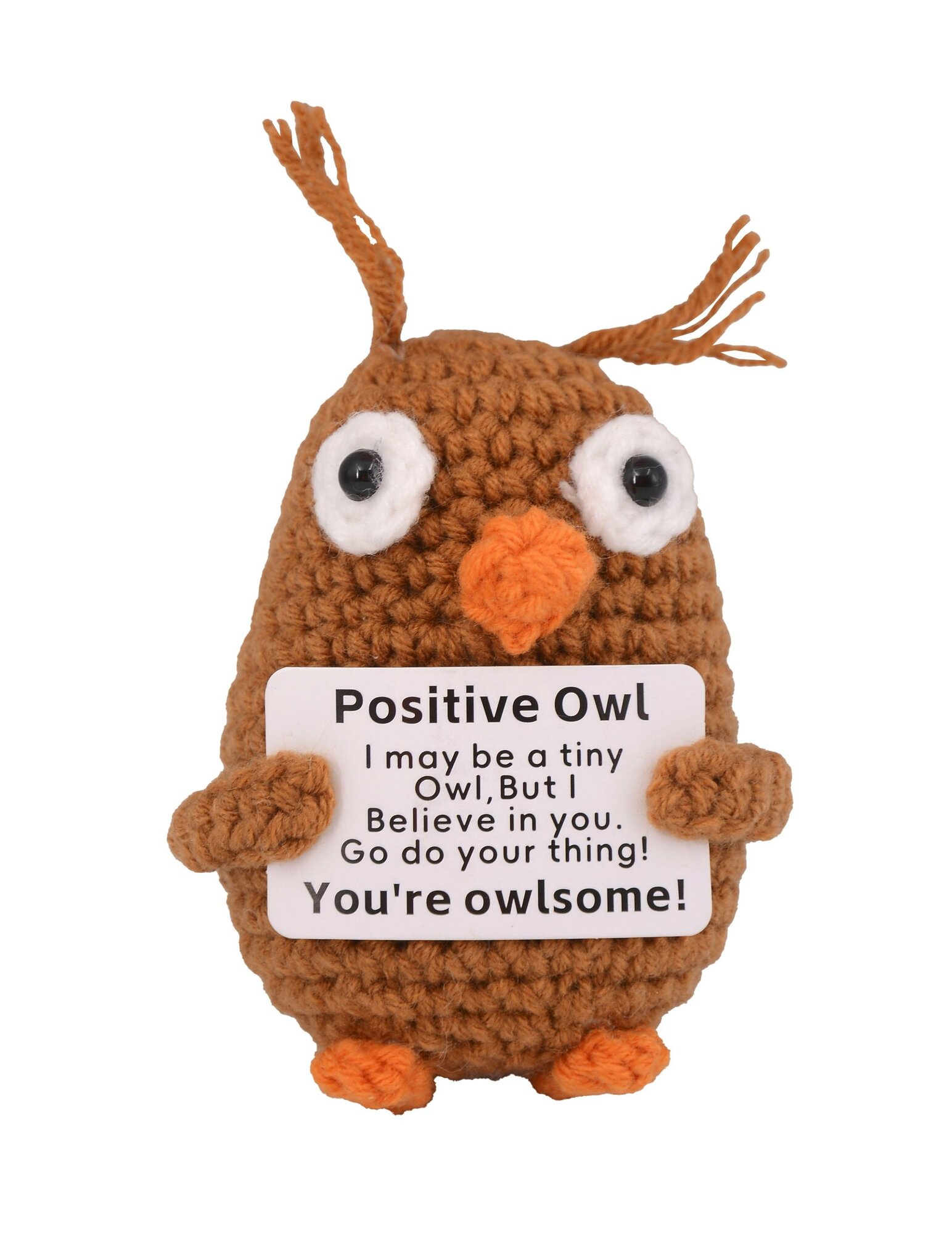 Мягкая игрушка с пожеланием Сова (вязаная) (11см) (12-4305-202508-XP18)