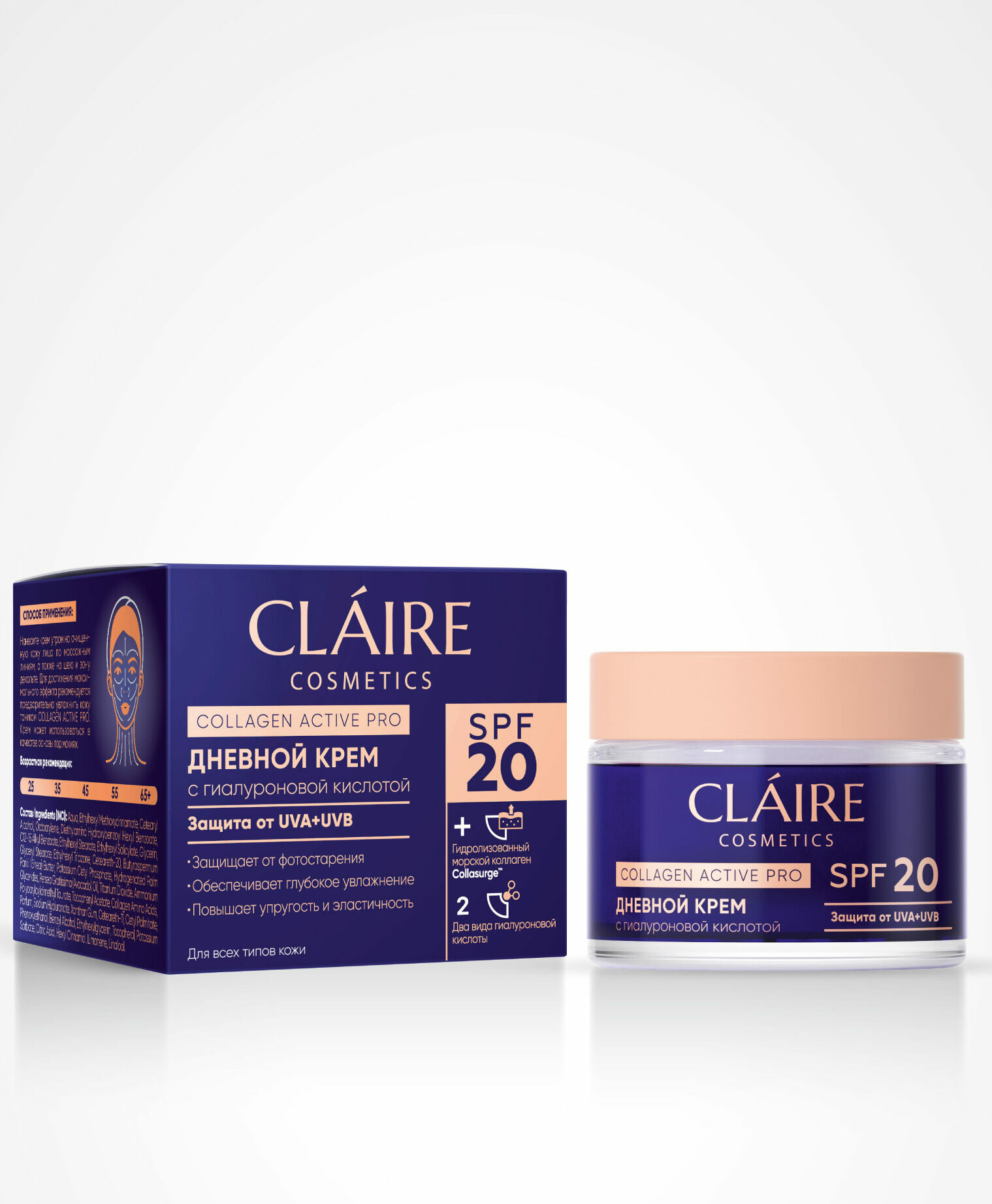 Дневной крем для лица Claire Collagen Active Pro для всех тип кожи SPF 20, 50 мл