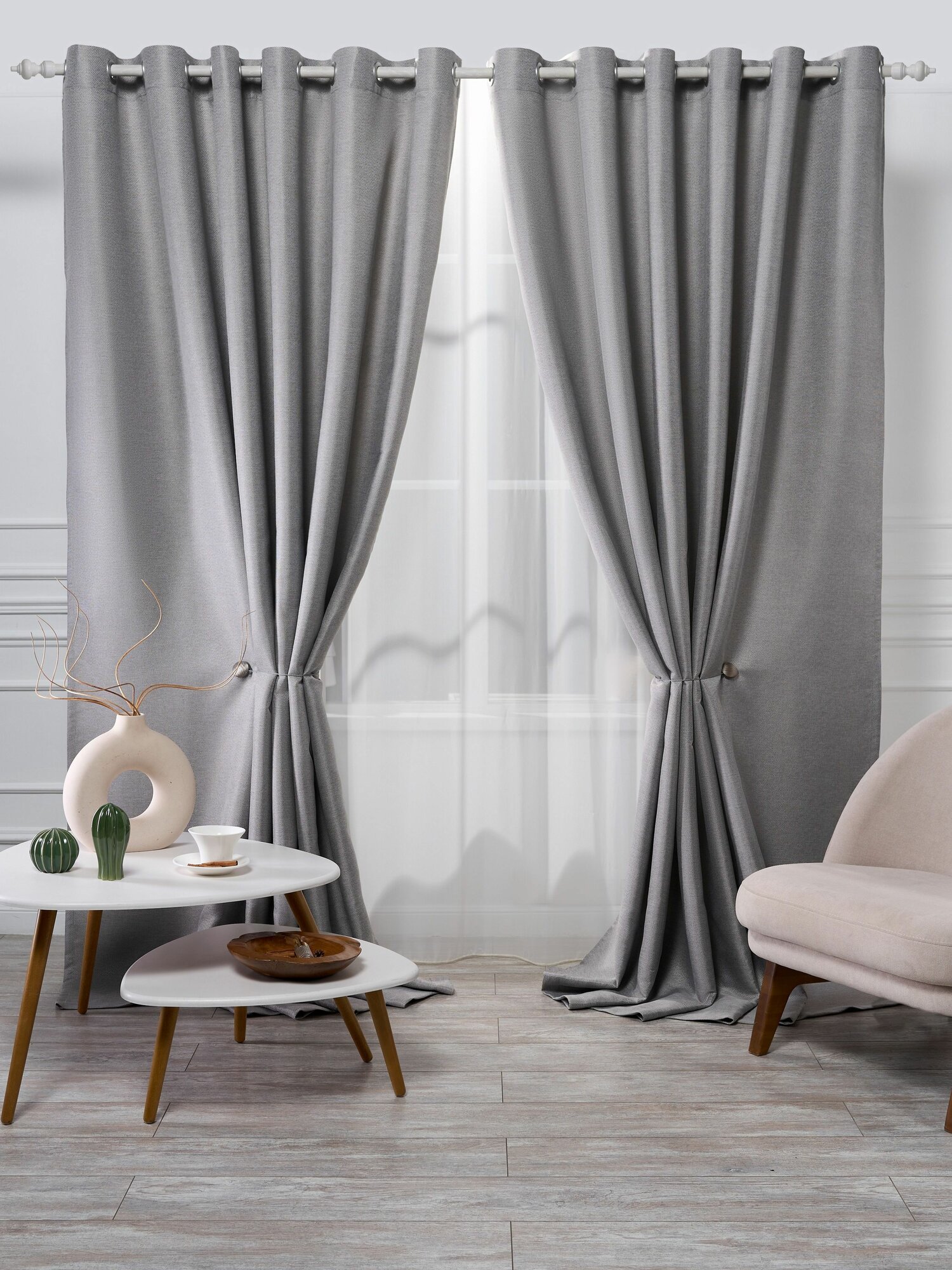 Комплект штор на люверсах "Блэкаут рогожка 250" светло-серый (508-58) арт.8333 (300x250 - 2 шт.)