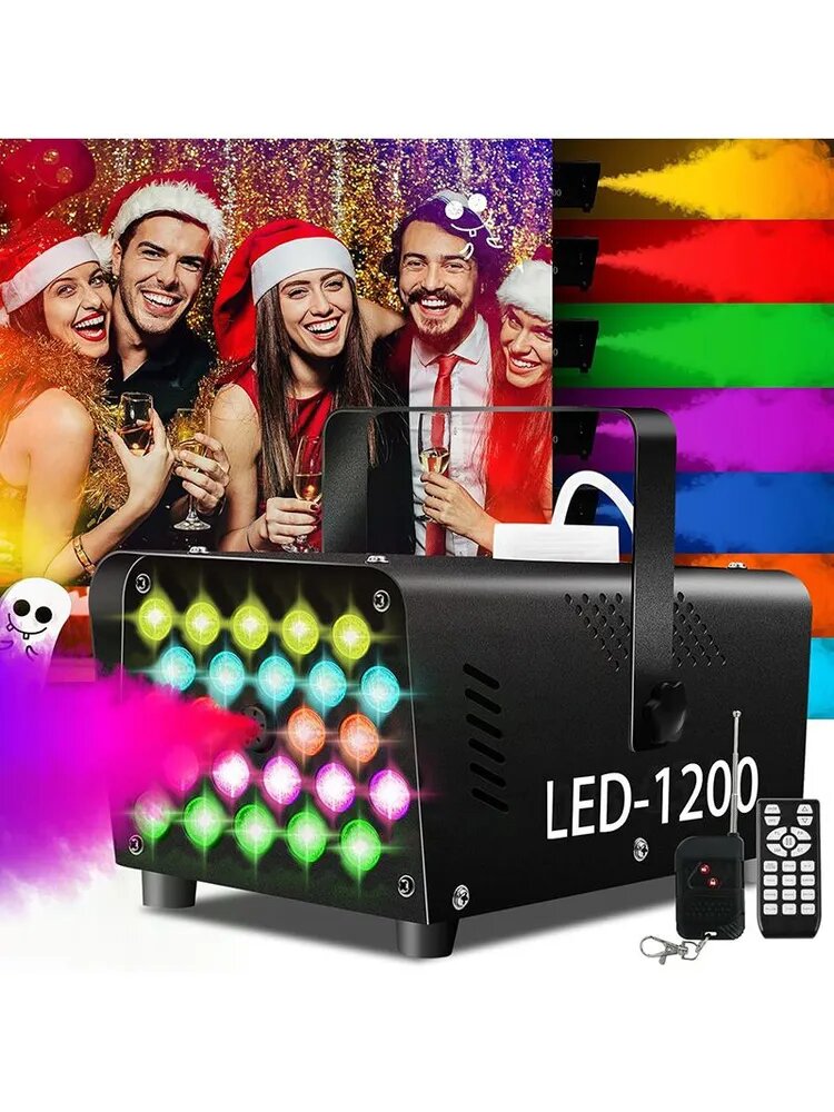 Дым Машина LED-1200 500W Сценический дым-машина с дистанционным управлением для вечеринок, мероприятий, Хэллоуина и Рождества