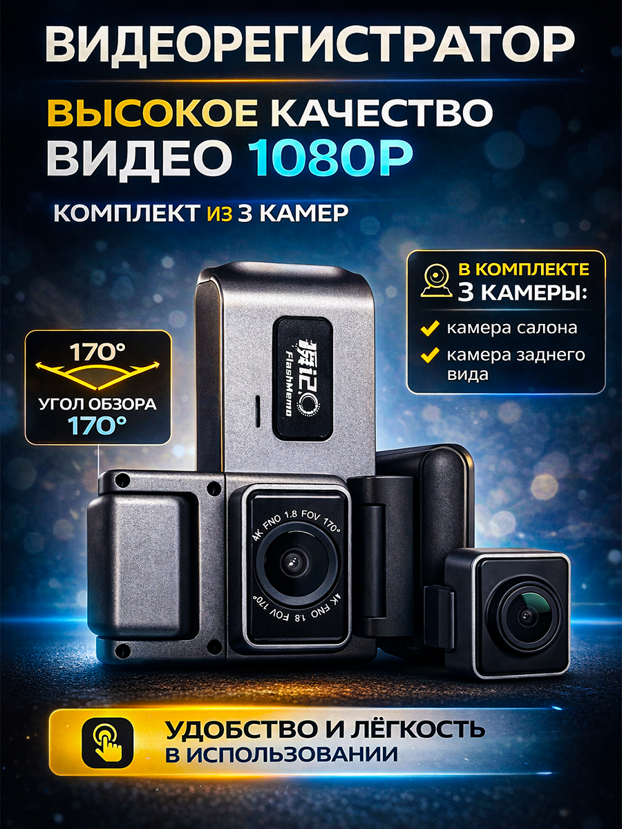 Видеорегистратор Black Box Traffic Recorder, двухкамерный, Super HD