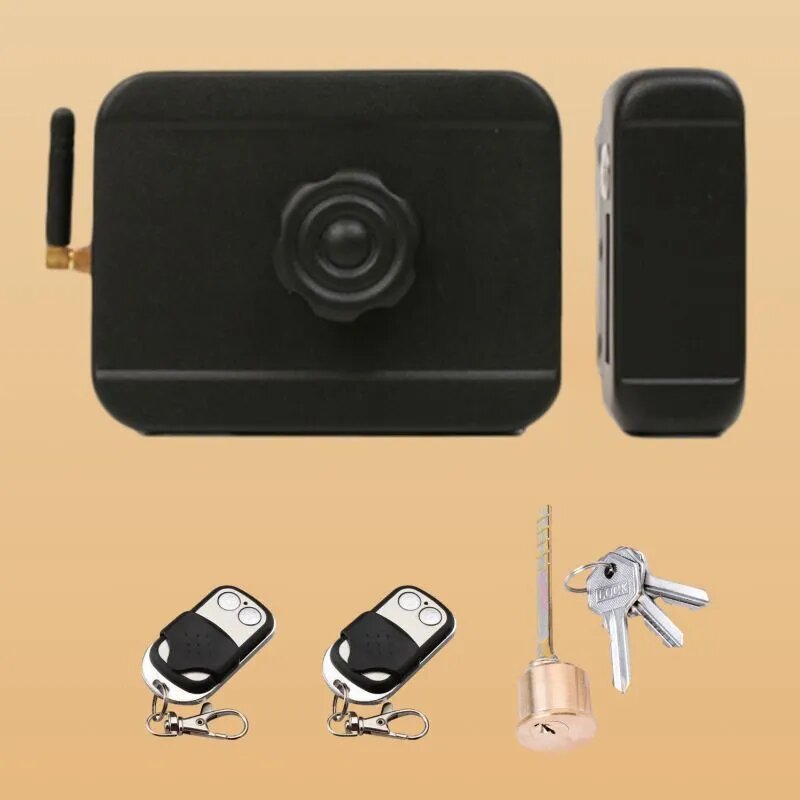 Электромеханический Замок На Калитку, Черный цвет, для ворот, с пультом ДУ и ключами