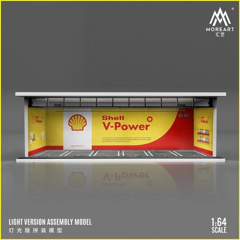 Эксклюзивная диорама гаража MoreArt Shell V-Power для моделей Porsche 1:64