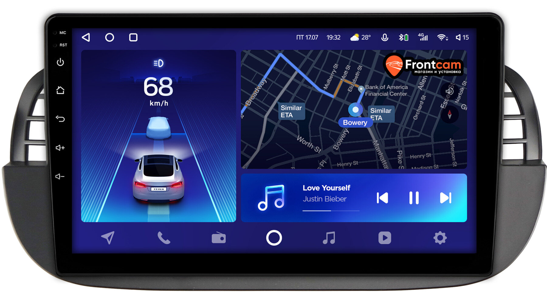 Штатная магнитола Fiat 500 2 2007-2015 Teyes CC2 PLUS 6/128 9" RM-9-1394 Android 10 (4G-SIM, DSP, QLed)