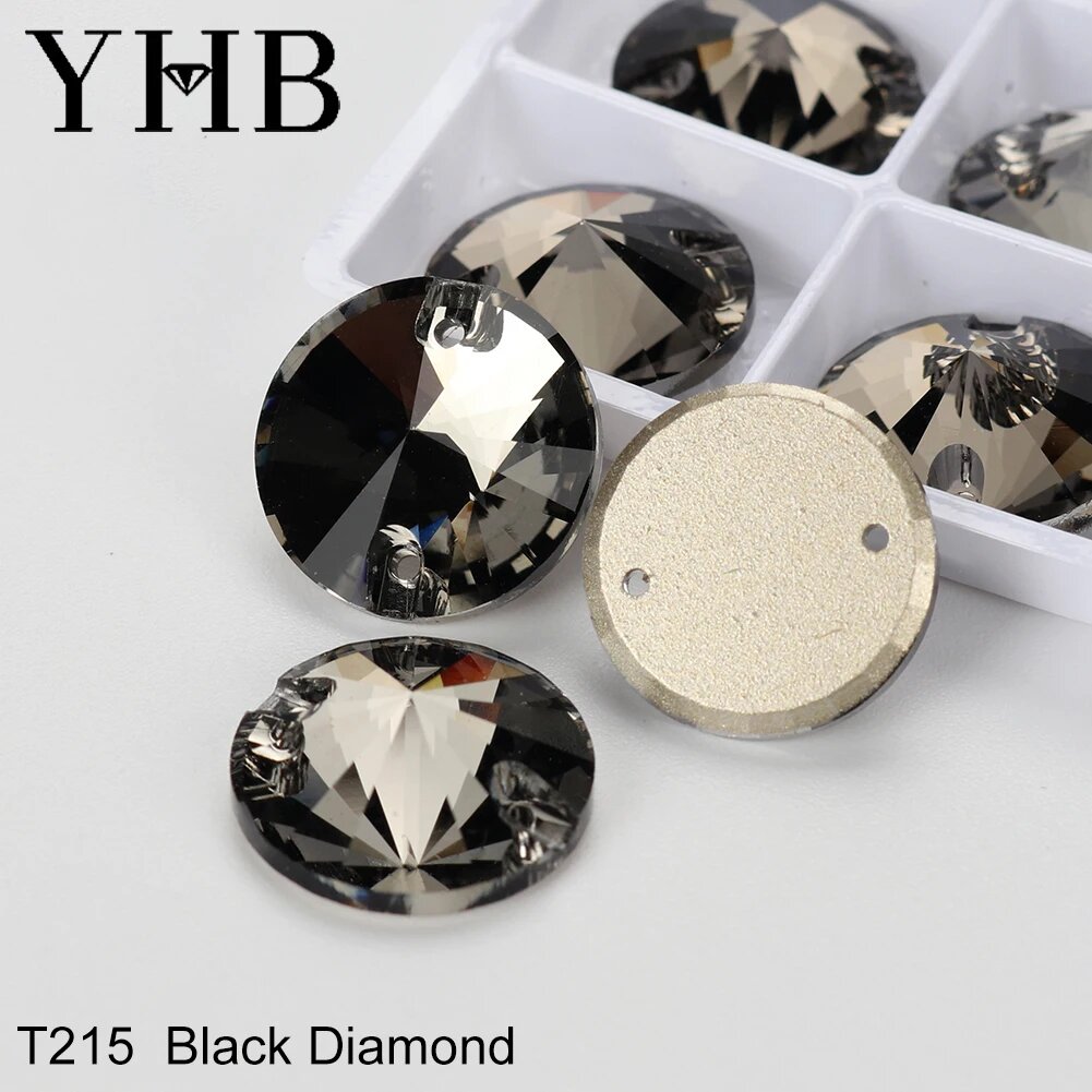 Кристаллы YHB Rivoli, 12 мм, черный бриллиант, 40 шт