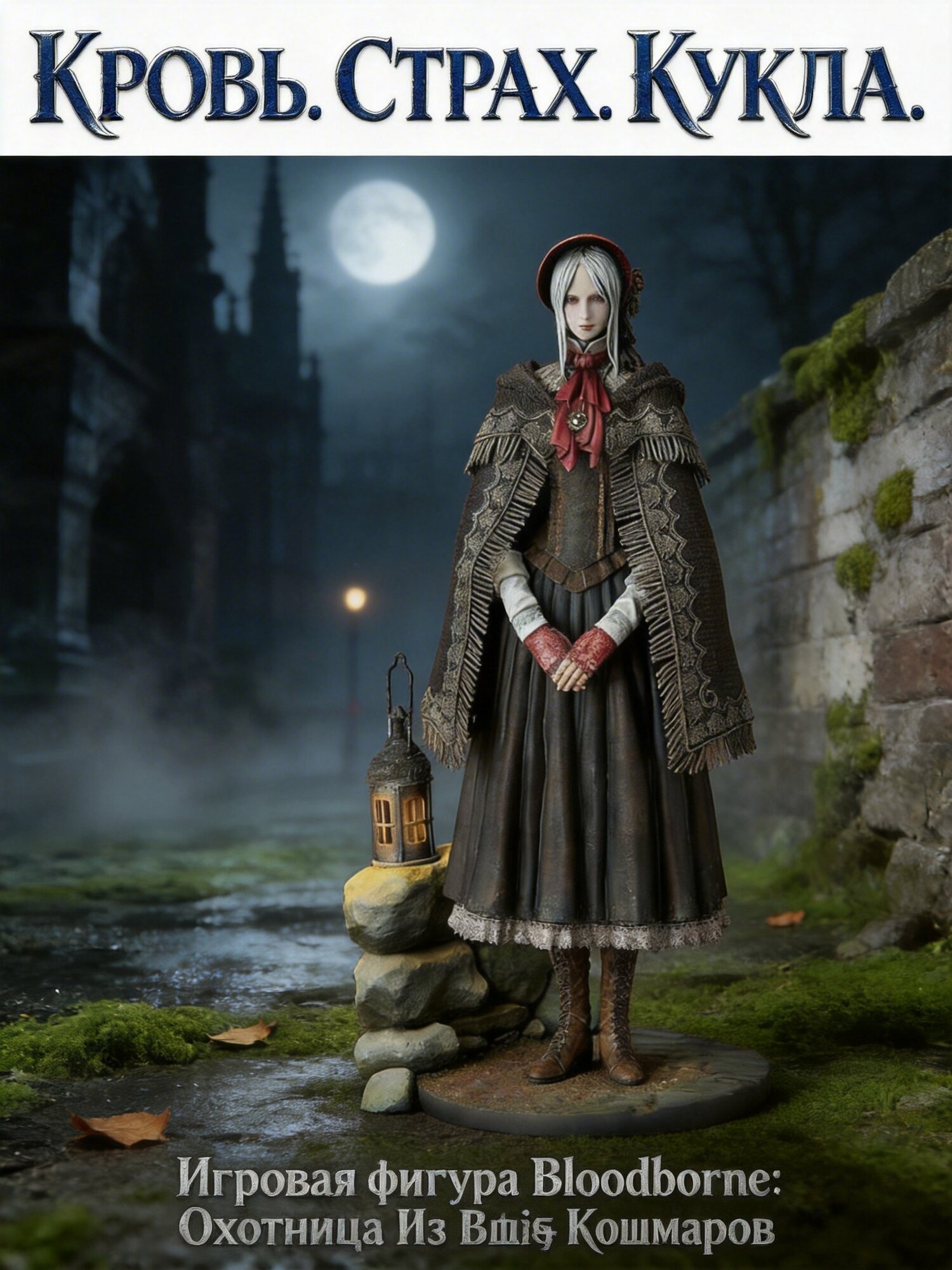Фигурка-персонаж Bloodborne 37 см, седовласая кукла из PlayStation 4 в ПВХ масштабе 1/6 с детализированной скульптурой и основанием в стиле Мечта охотника