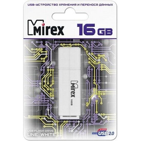 Флэш накопитель Mirex 16 Гб LINE WHITE USB 2.0 (13600-FMULWH16)