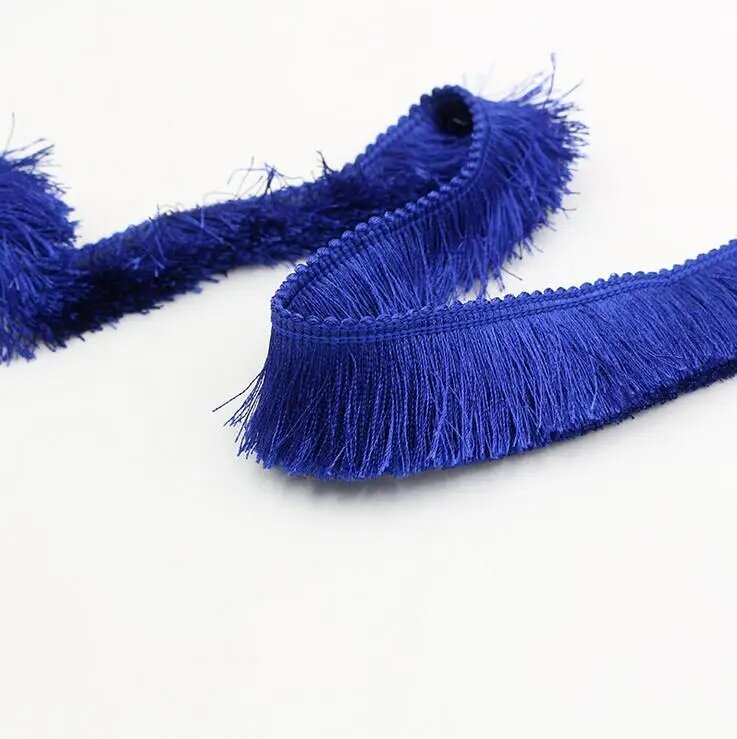 Синяя бахрома из полиэстера, 5 ярдов, 2.8 см