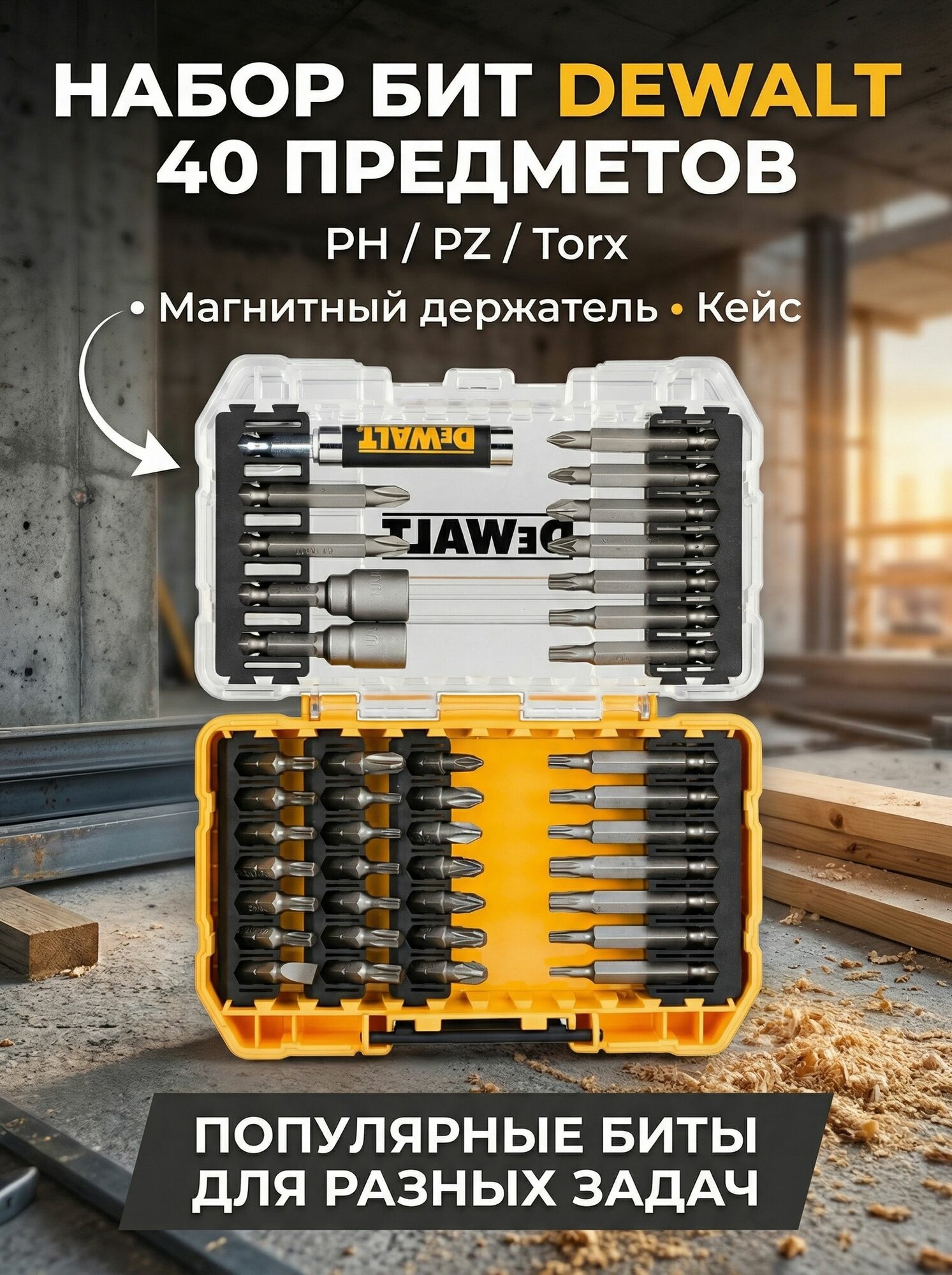Набор бит для шуруповерта, DeWALT, 40 шт / Насадки на шуруповерт 40 шт