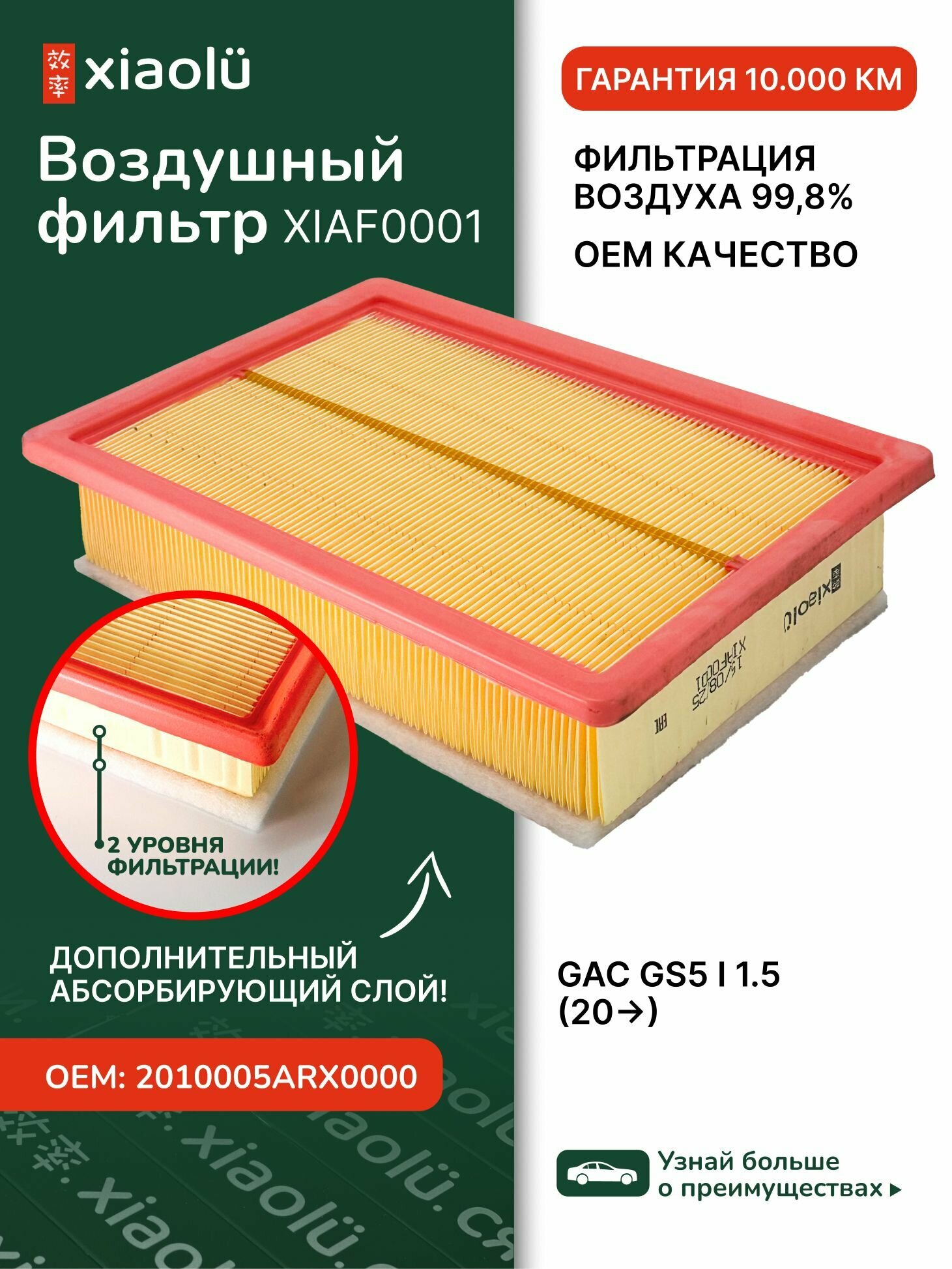 Фильтр воздушный GAC GS5 I 1.5 (20 ), M6 (20-21)