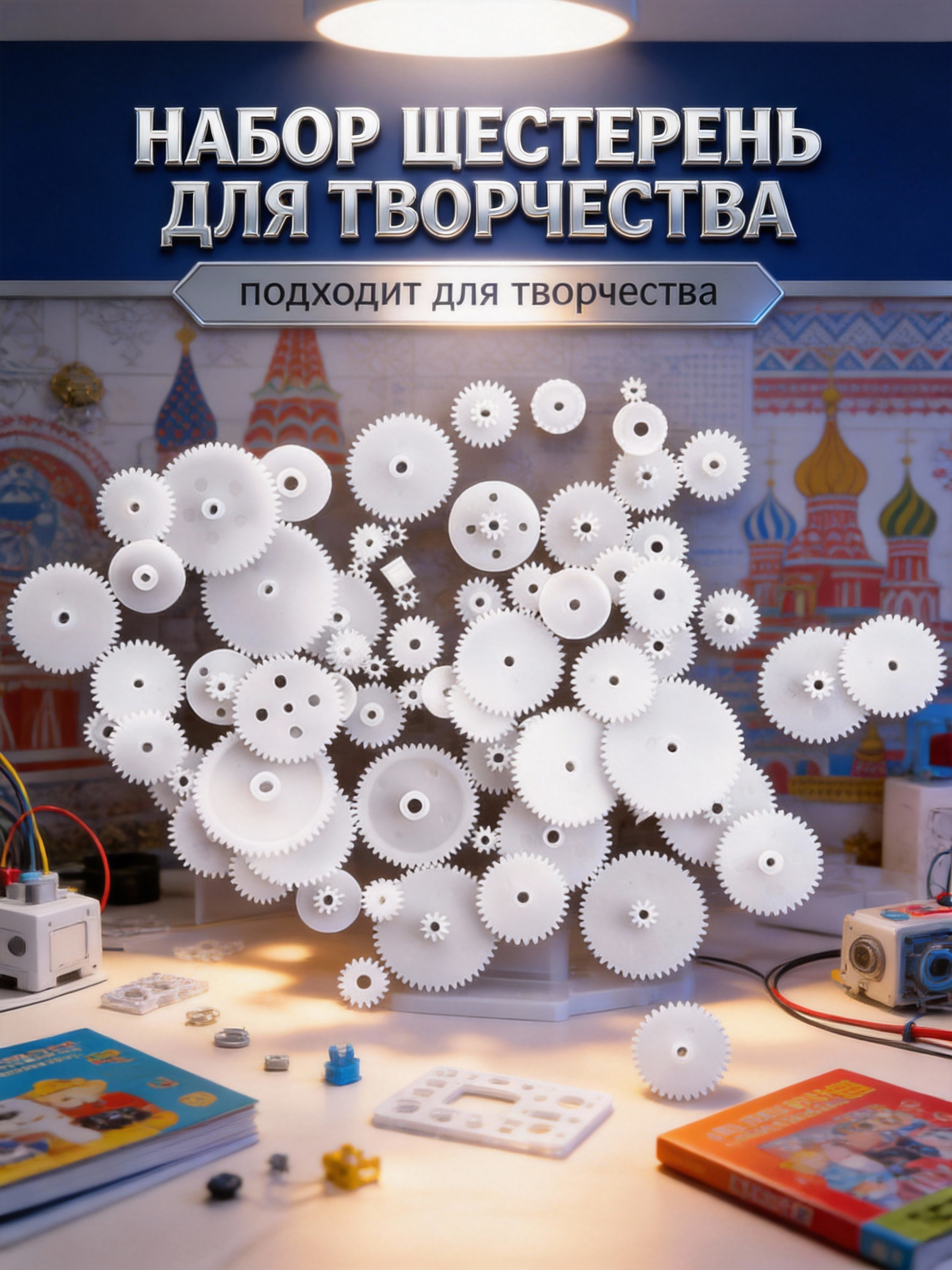Белый пластиковый набор шестерен 58 шт, совместим с радиоуправляемыми игрушками — комплект аксессуаров для ремонта и замены деталей