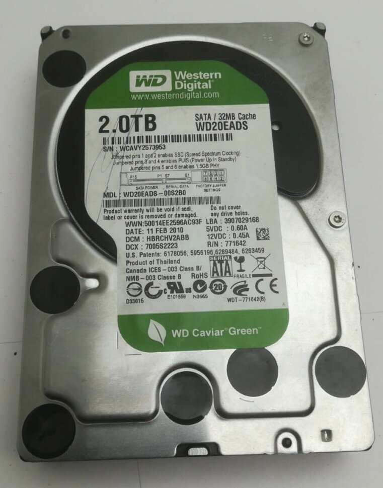 Жесткий диск Western Digital Caviar Green 2TB WD20EADS SATA 3.5"