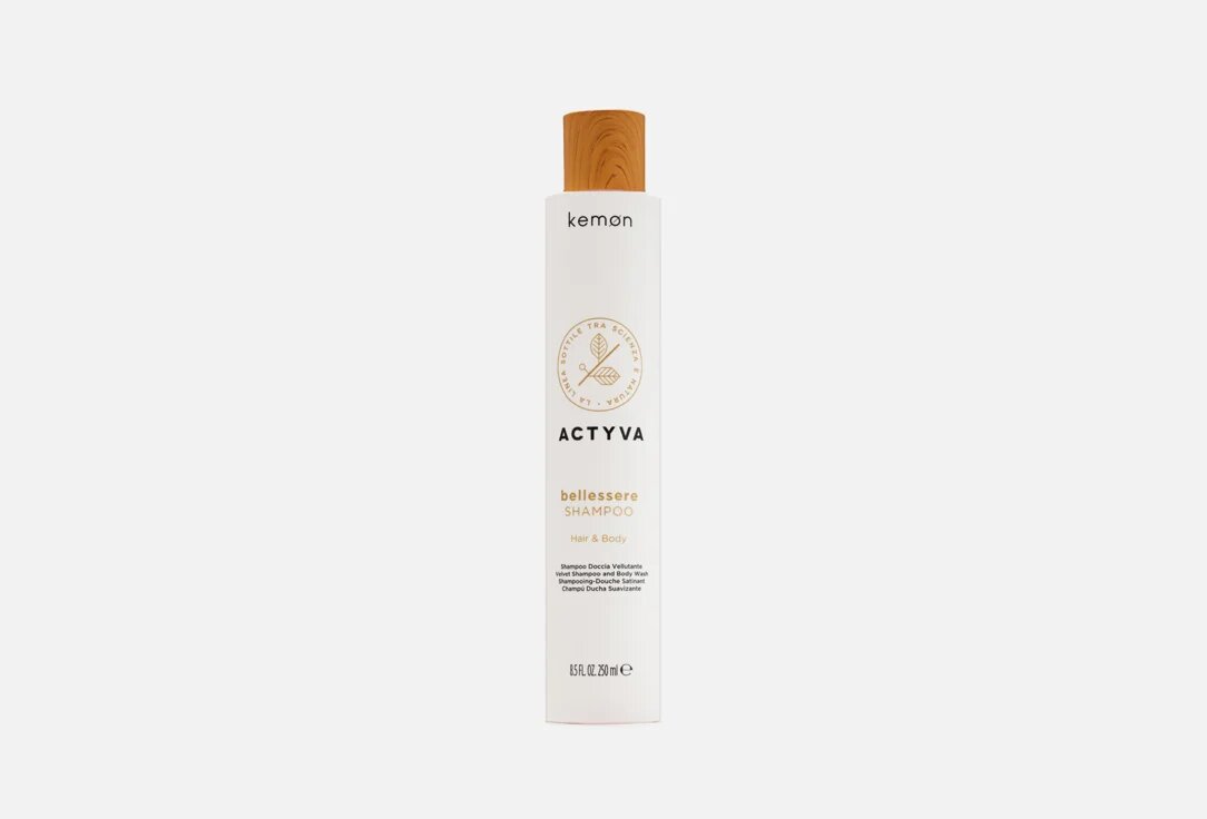 Kemon Actyva Bellessere Shampoo Velian Увлажняющий шампунь для волос и тела 250мл