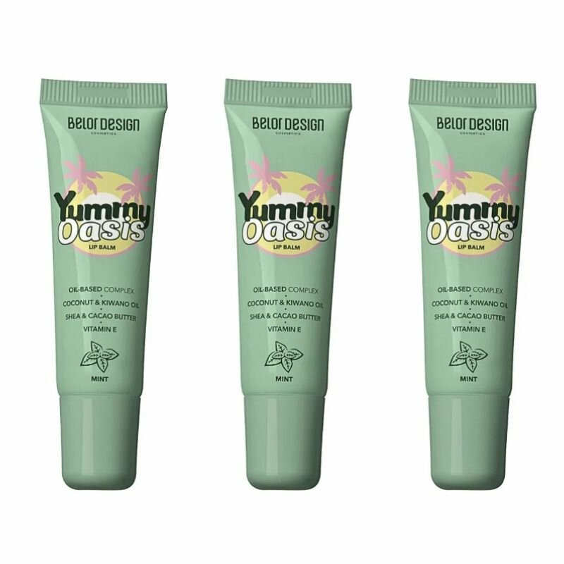 Belor Design Бальзам для губ, Yammy Oasis, Mint, 10,5 гр, 3 шт.