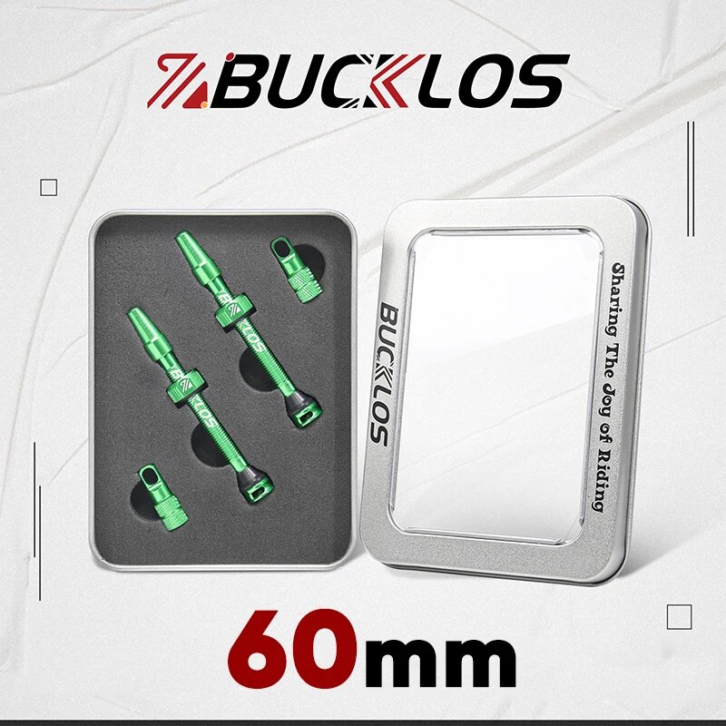 BUCKLOS Бескамерные клапаны Presta, Green-60mm