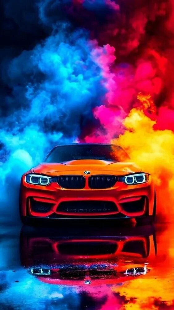 Алмазная картина "Светящаяся цифровая краска BMW, неон" / алмазная вышивка / круглые стразы 30х40 см.