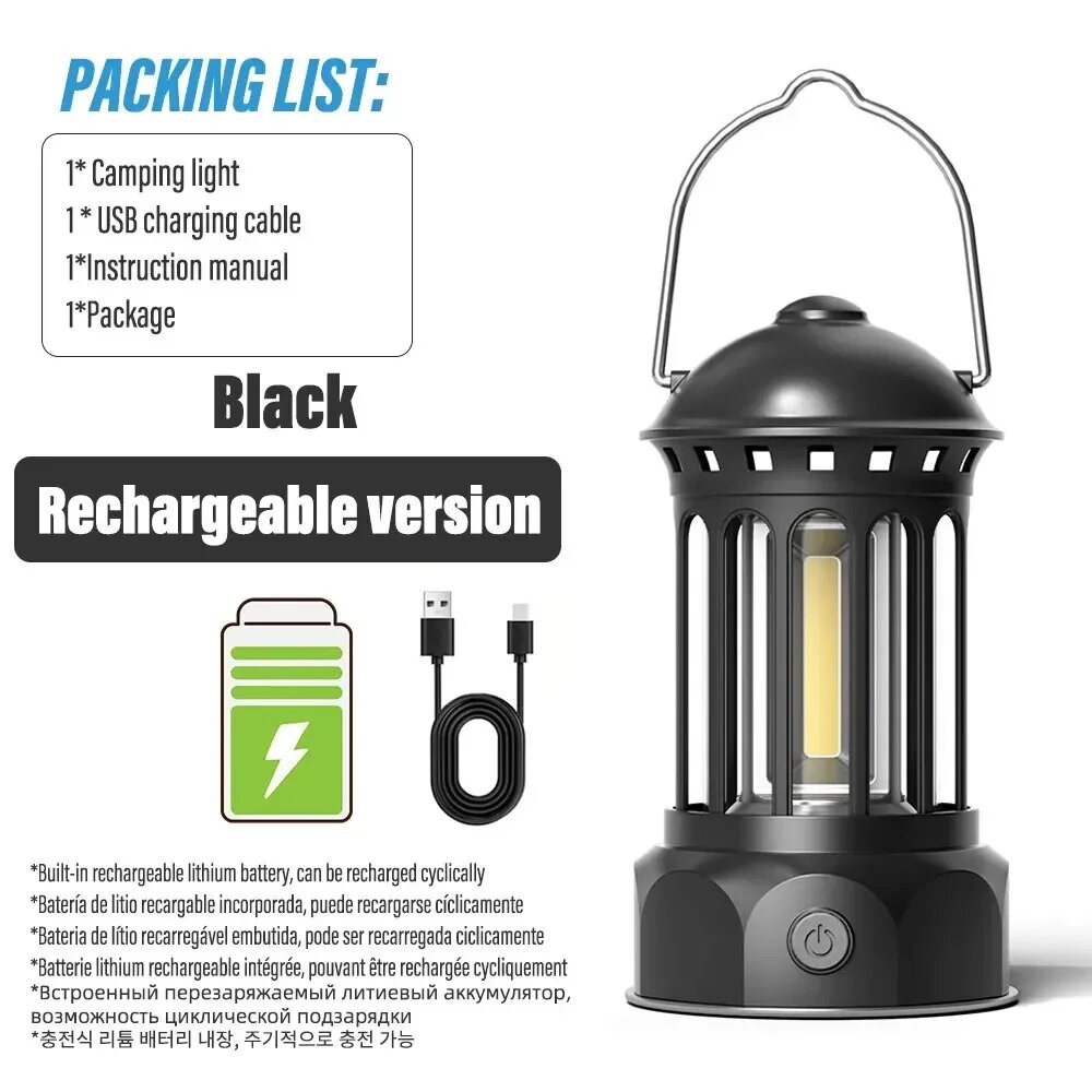 E－SMARTER Перезаряжаемый Романтический Фонарик Black-USB L800BR