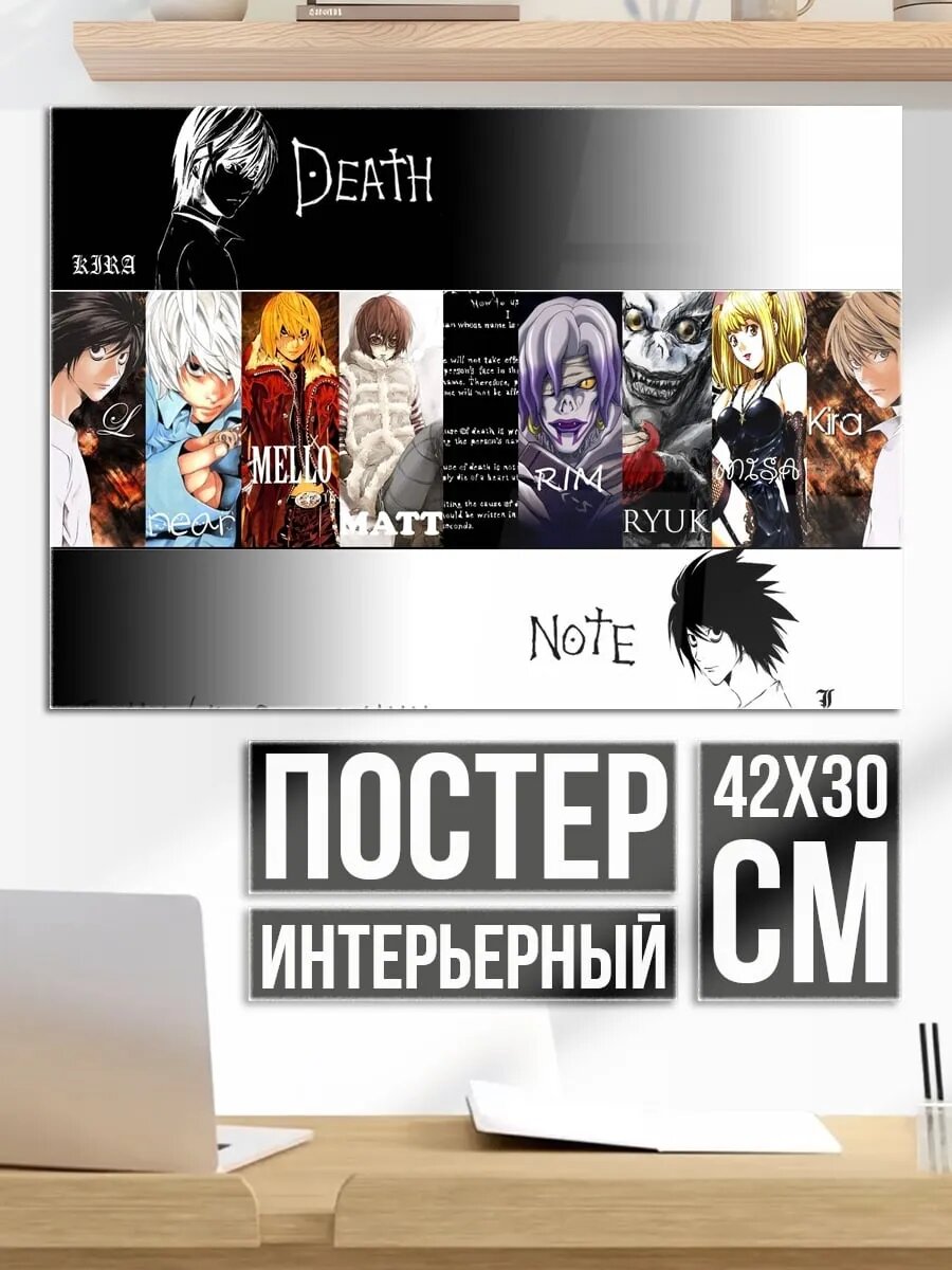 Плакат постер Тетрадь Смерти персонажи