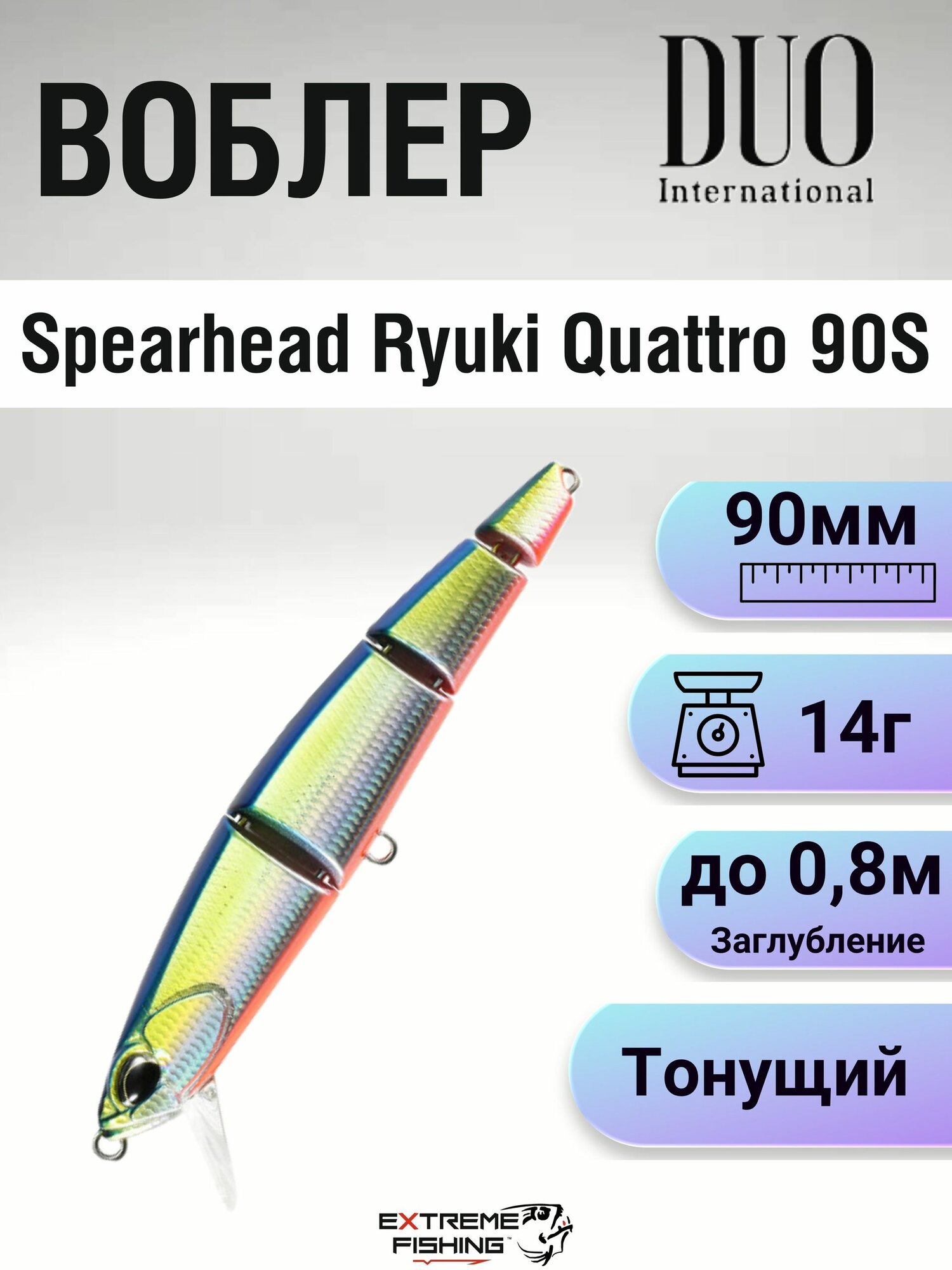 Воблер DUO Spearhead Ryuki Quattro 90S #CMA4083 Blue Back RB II