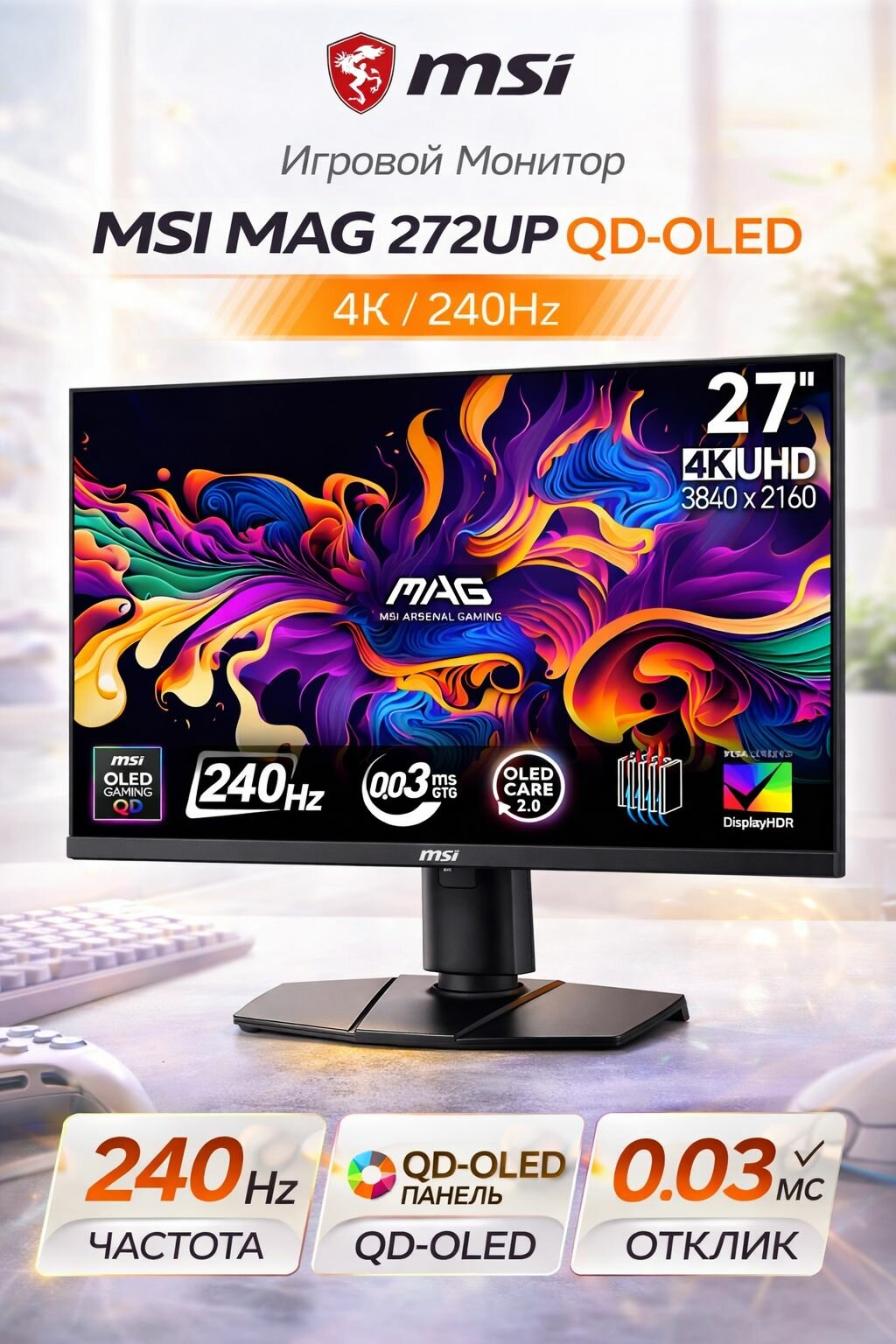 Монитор MSI MAG 272UP QD-oled X24 4k 240hz black