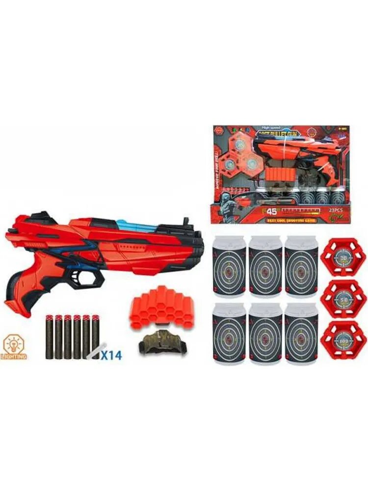 Игрушечное оружие Junfa Бластер, с мягкими снарядами, FJ903, 14 снарядов