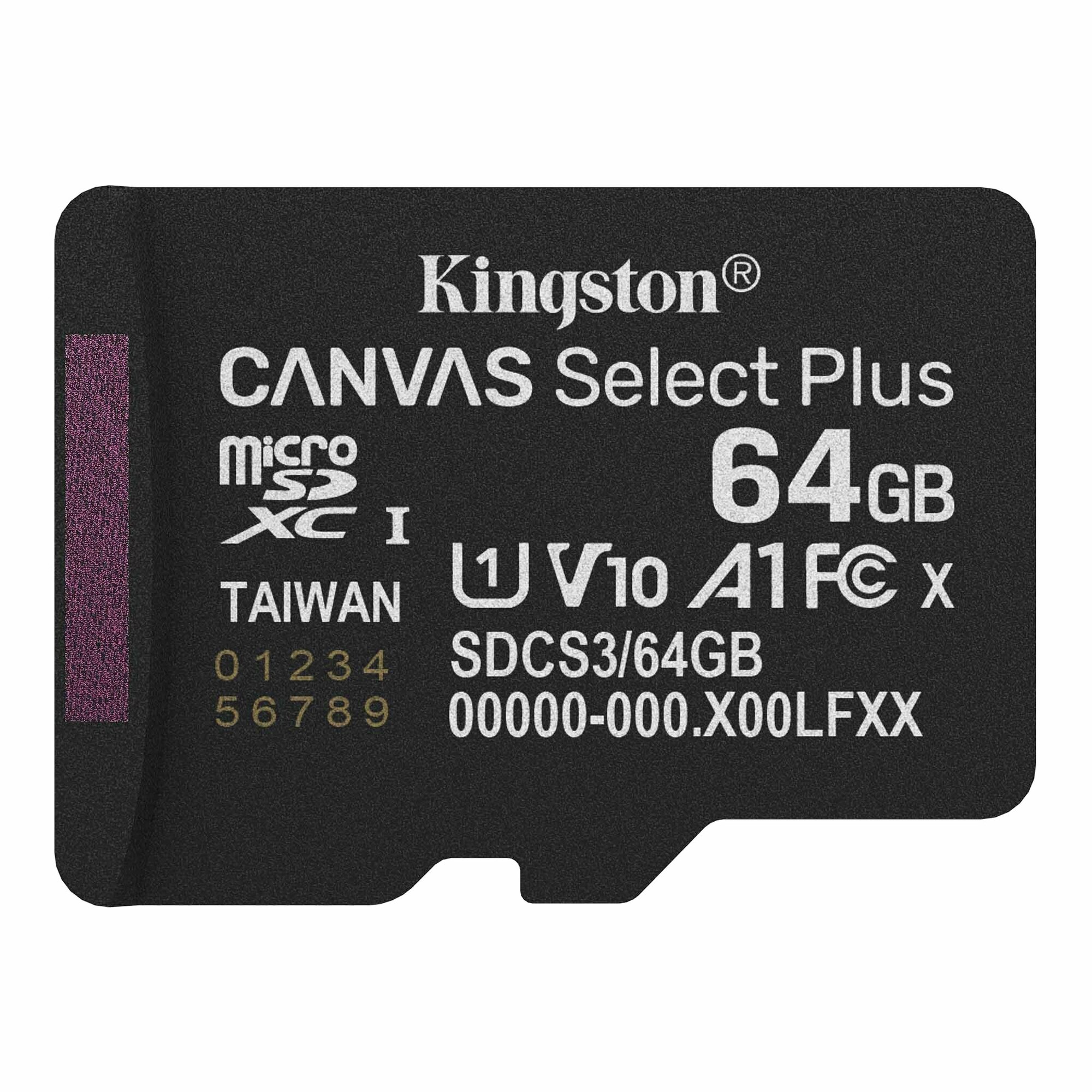 Флеш карта microSDXC 64GB Kingston SDCS3/64GBSP Canvas Select Plus V10 A1 w/o adapter