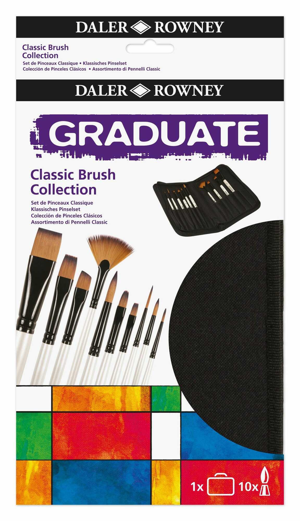 Daler Rowney GRADUATE набор кистей для художественных работ, 10 штук в футляре, длинная ручка, D212500110