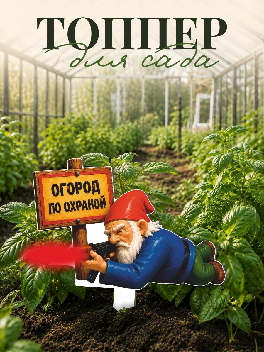 Фигурки для сада Огород под охраной - опасный гномик