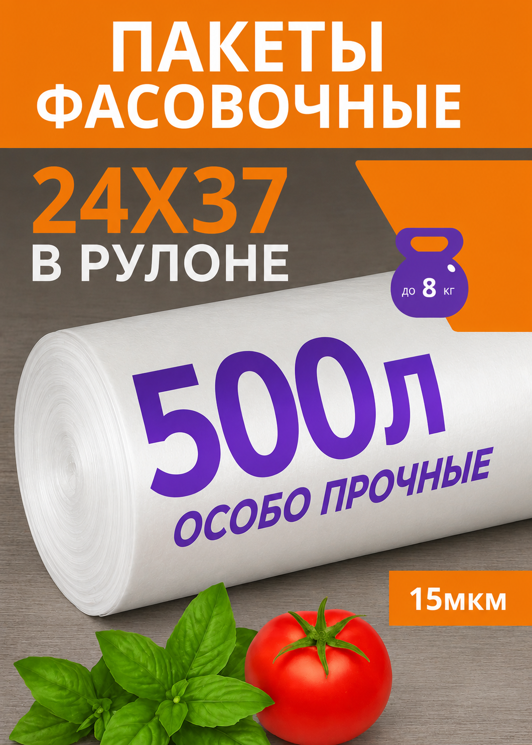 Пакеты фасовочные пищевые в рулоне