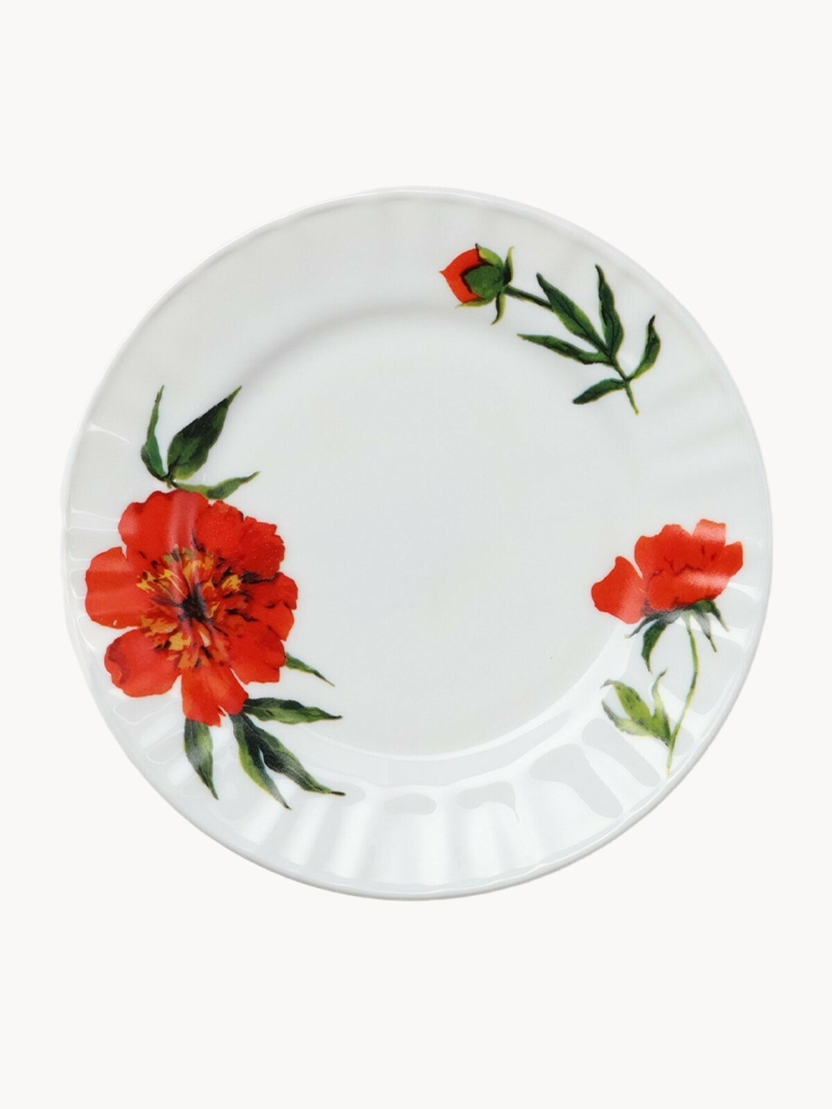 Тарелка обеденная Доляна «Бархатная роза», d=15 см, стеклокерамика, цвет белый