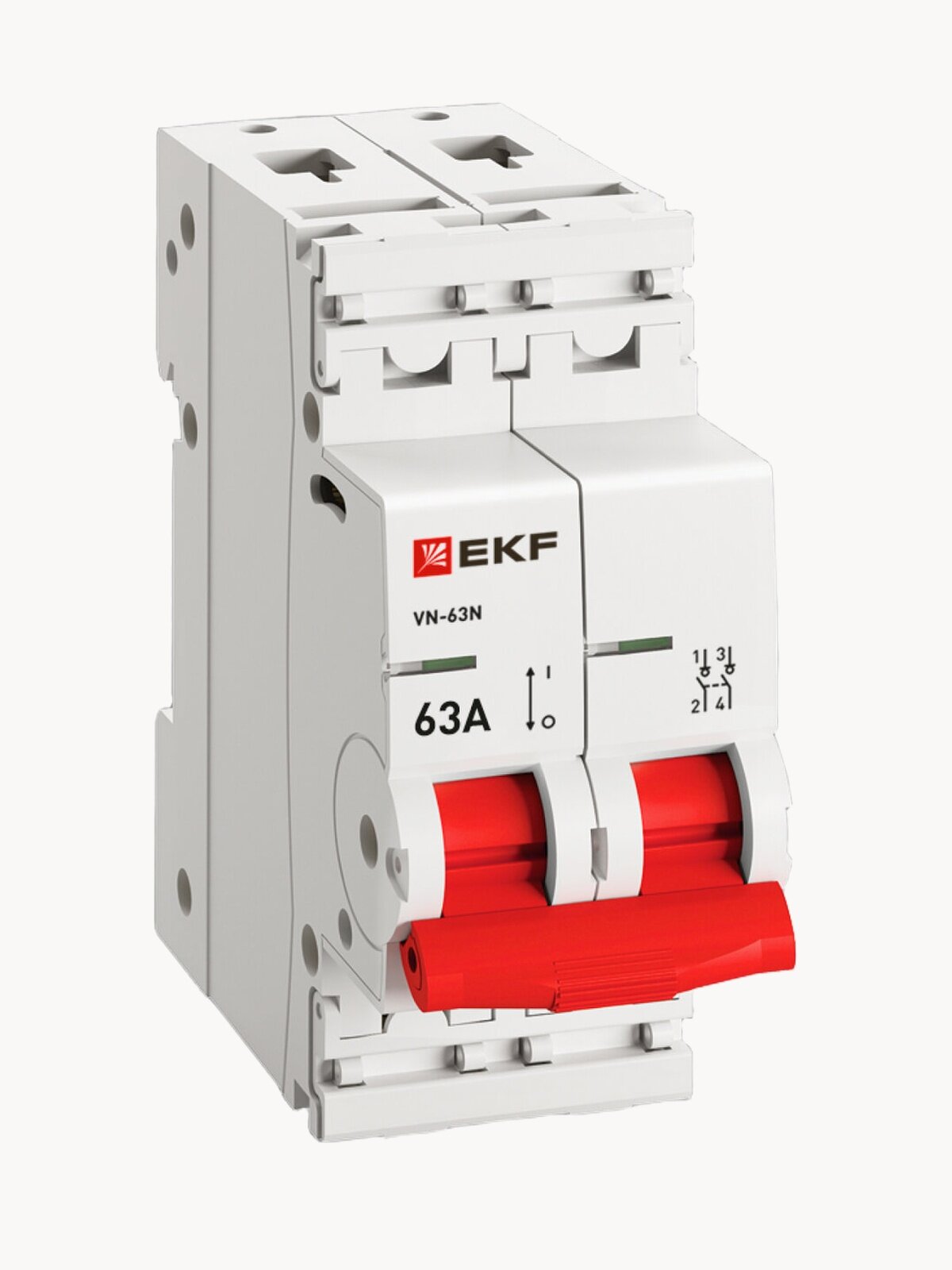 Выключатель нагрузки EKF PROxima ВН-63N 63А двухполюсный 2P (рубильник на DIN-рейку) однофазный