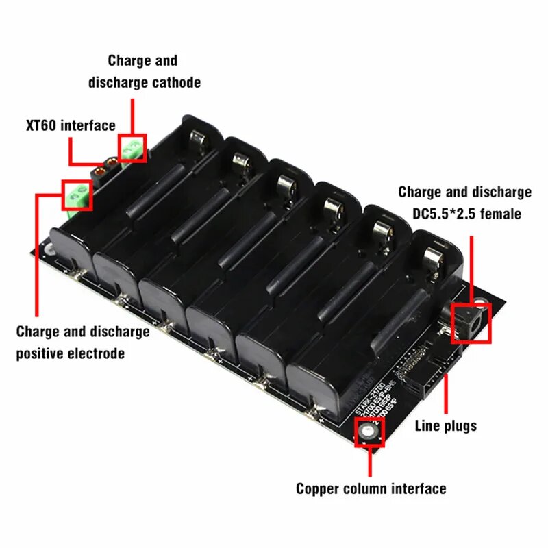 Комплект для сборки аккумулятора Heltec Automation 21700 6S 40A 24В 6S 1P 40A BMS