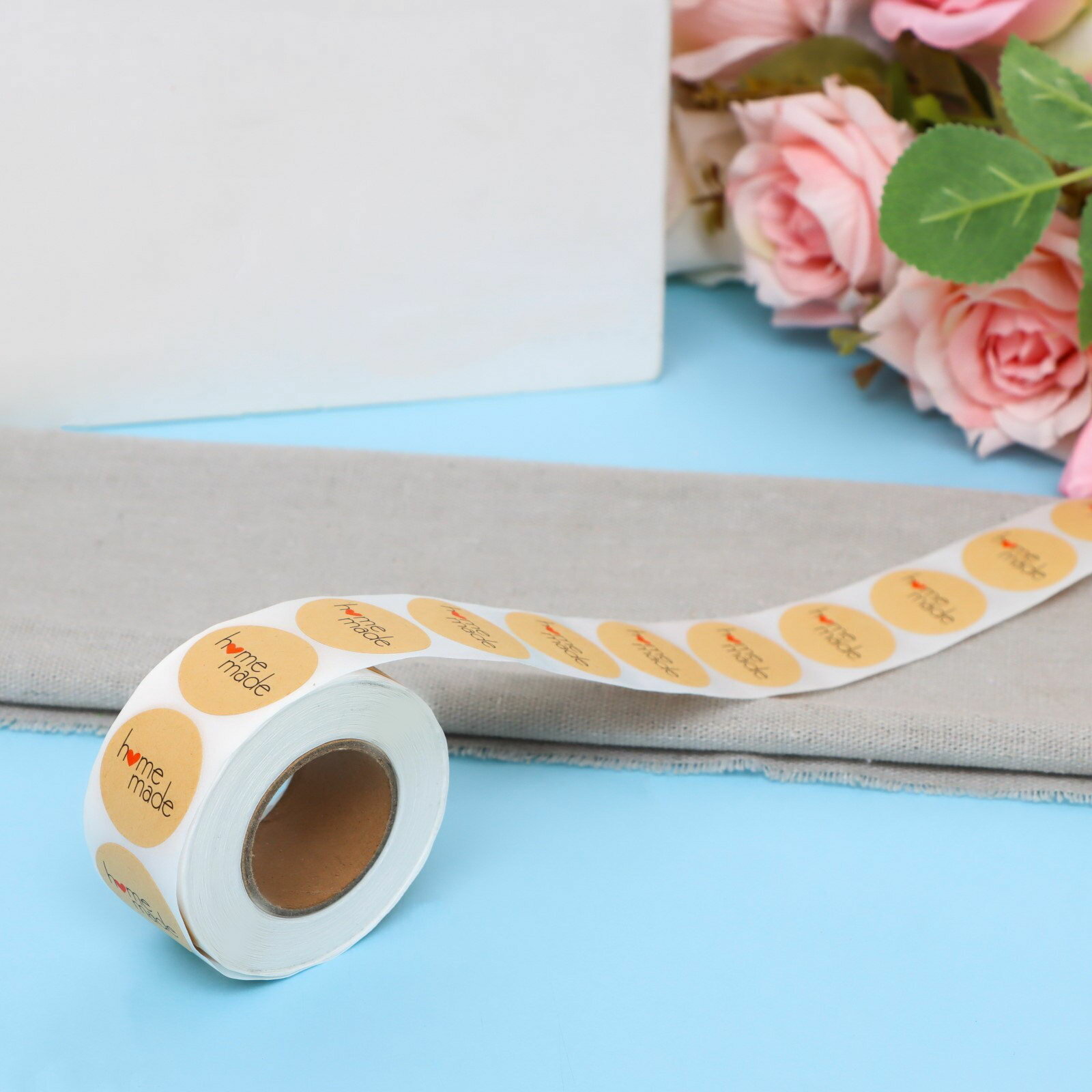 Наклейки крафт в рулоне Home made,500 шт, 2.5x2.5 см, вид наклейки: стикер