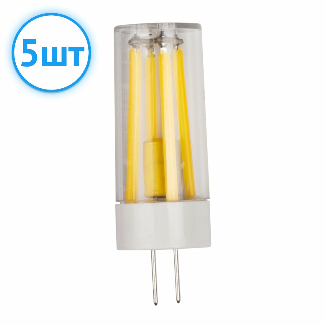 Лампочка светодиодная Jazzway PLED-G4 PRO 6В 4000K 480Лм 230В филаментная нить .5062467 (комплект из 5 шт.)